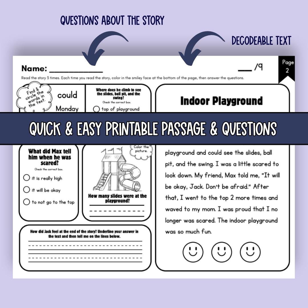1st Grade Comprehension With Questions, Reading Practice, Decodable ...