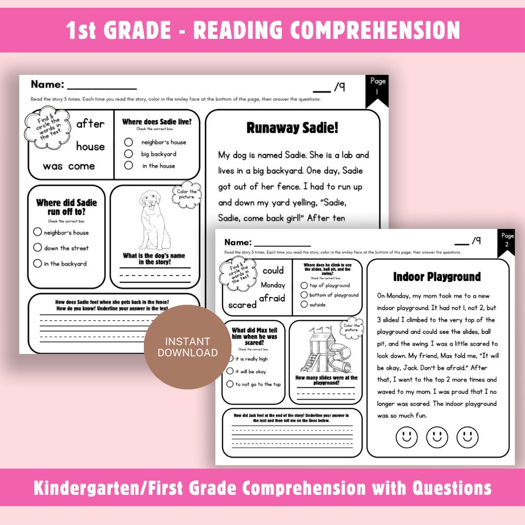1st Grade Comprehension With Questions, Reading Practice, Decodable ...