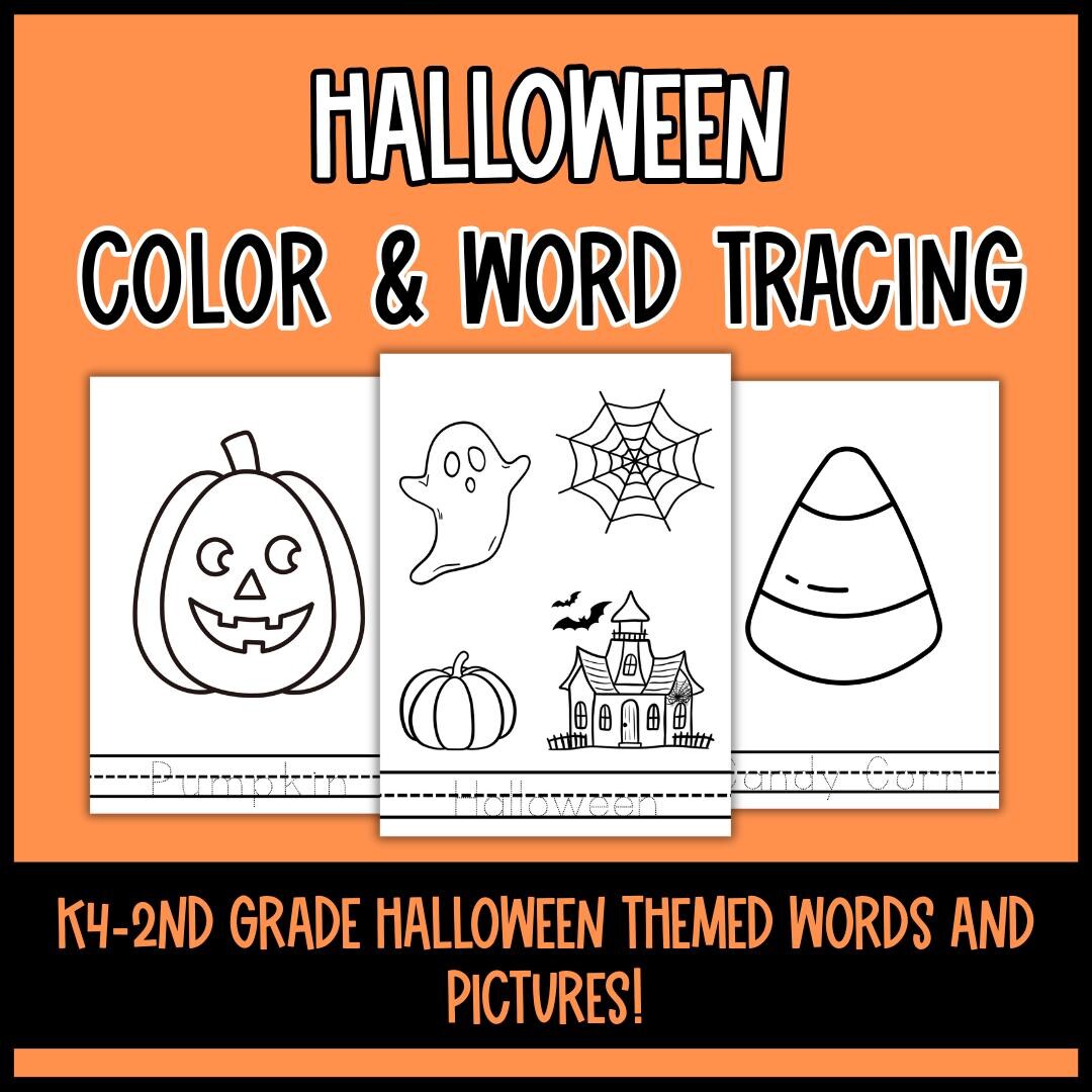 Halloween Color Sheet With Handwriting Practice, Kindergarten, 1st ...