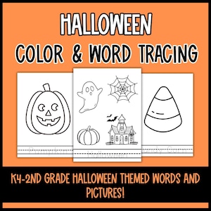 Halloween Color Sheet With Handwriting Practice, Kindergarten, 1st ...
