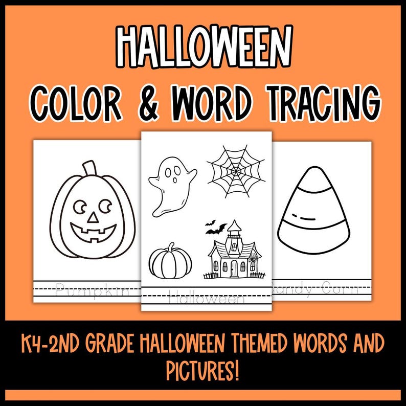 Halloween Color Sheet With Handwriting Practice, Kindergarten, 1st ...