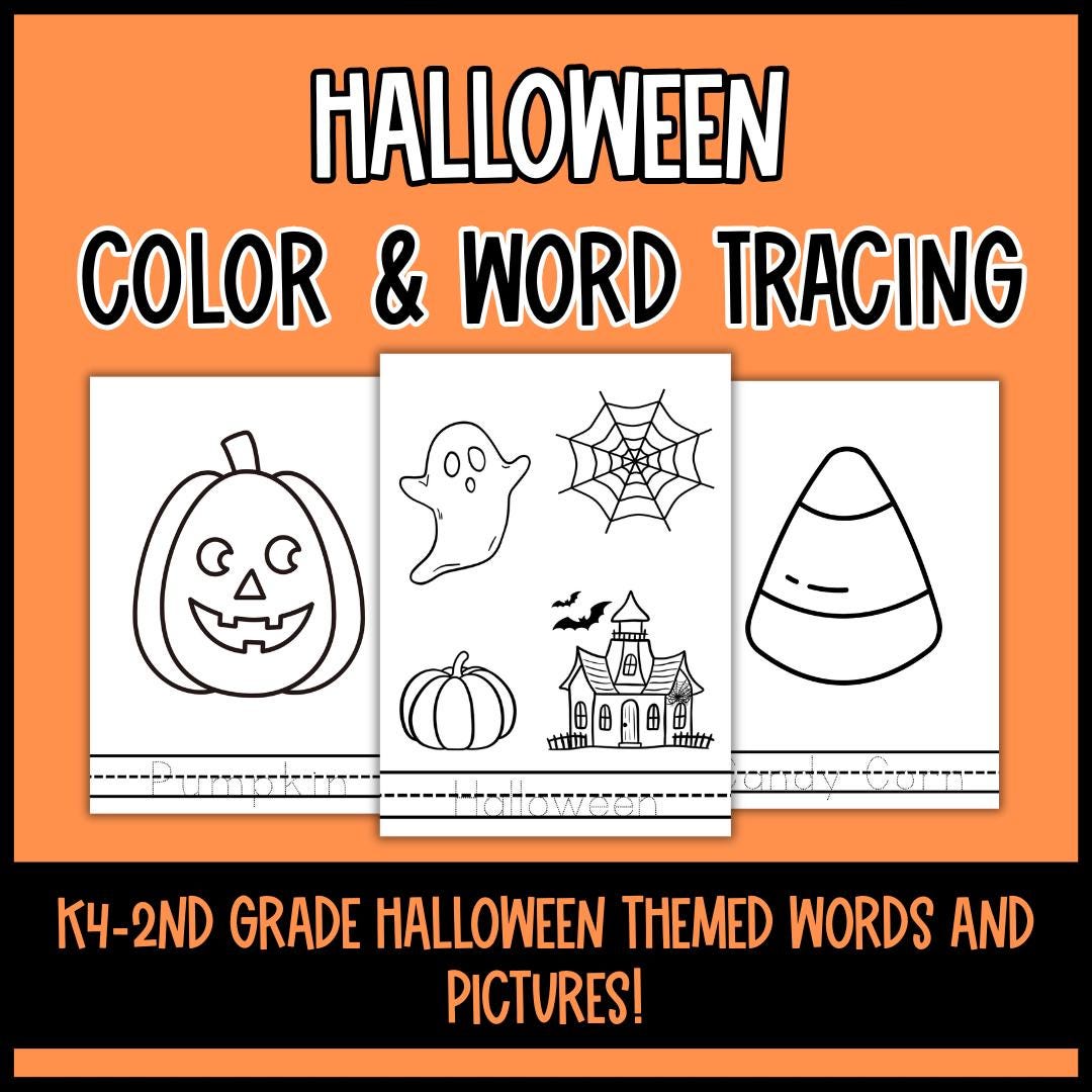 Halloween Color Sheet With Handwriting Practice, Kindergarten, 1st ...