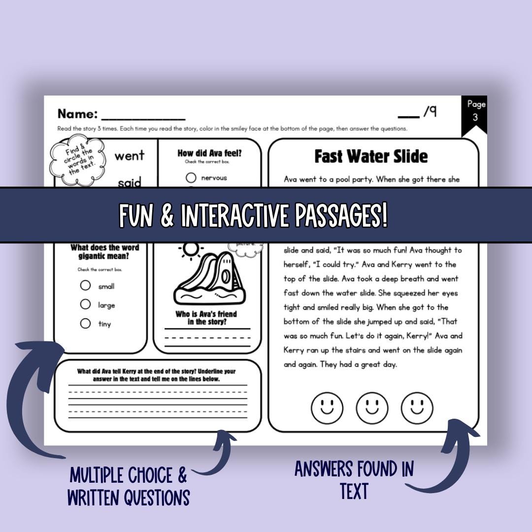 1st Grade Comprehension With Questions, Reading Practice, Decodable ...