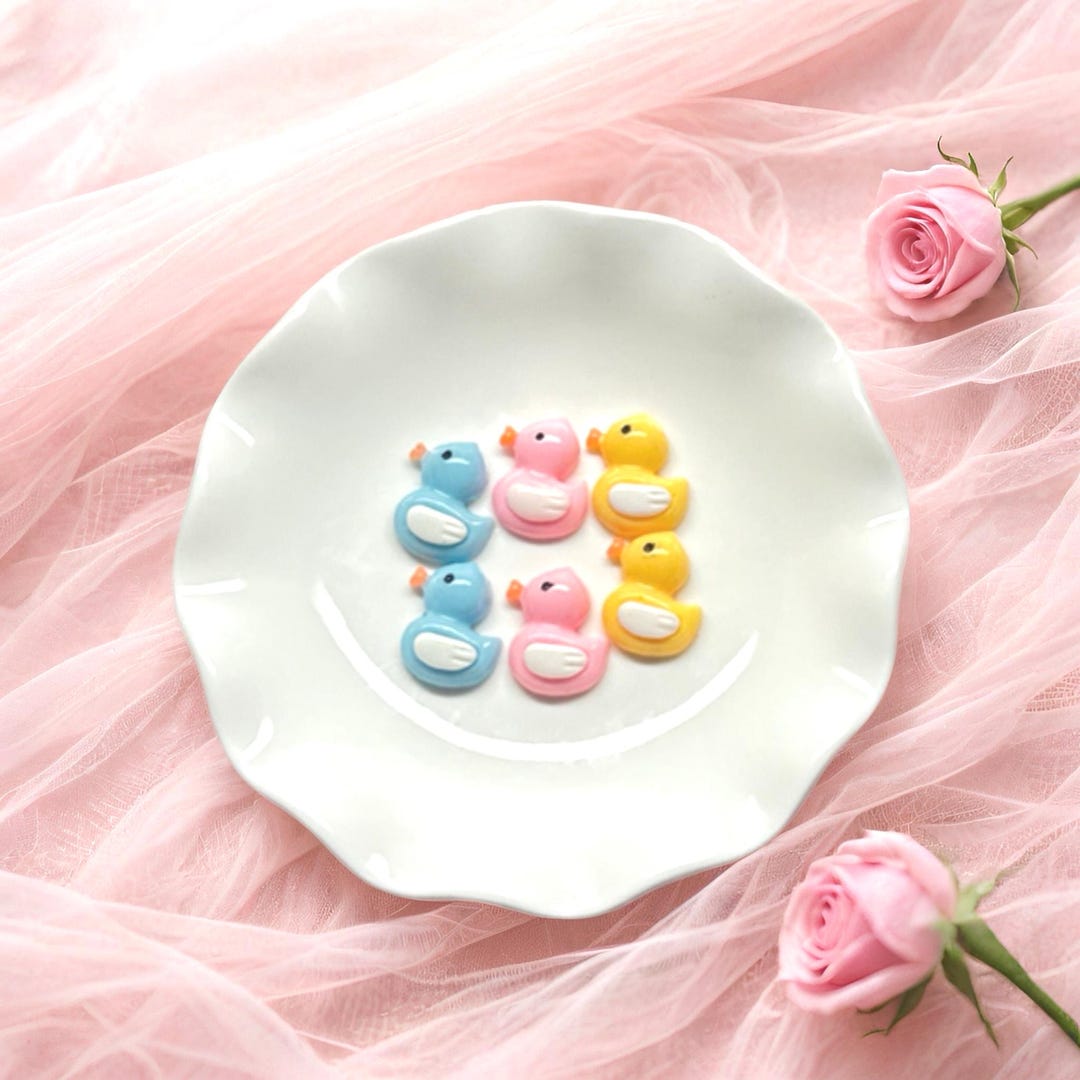 Flat-back Mini Resin Duck Cabochons: Blue, Pink, Yellow - Baby Shower ...
