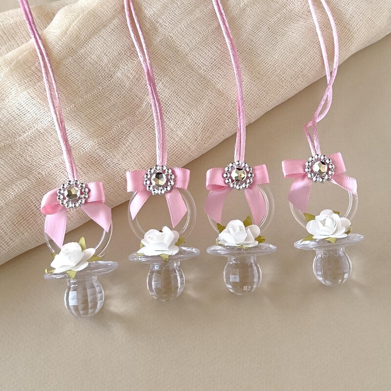 Pink Bow Baby Shower Necklaces - Etsy