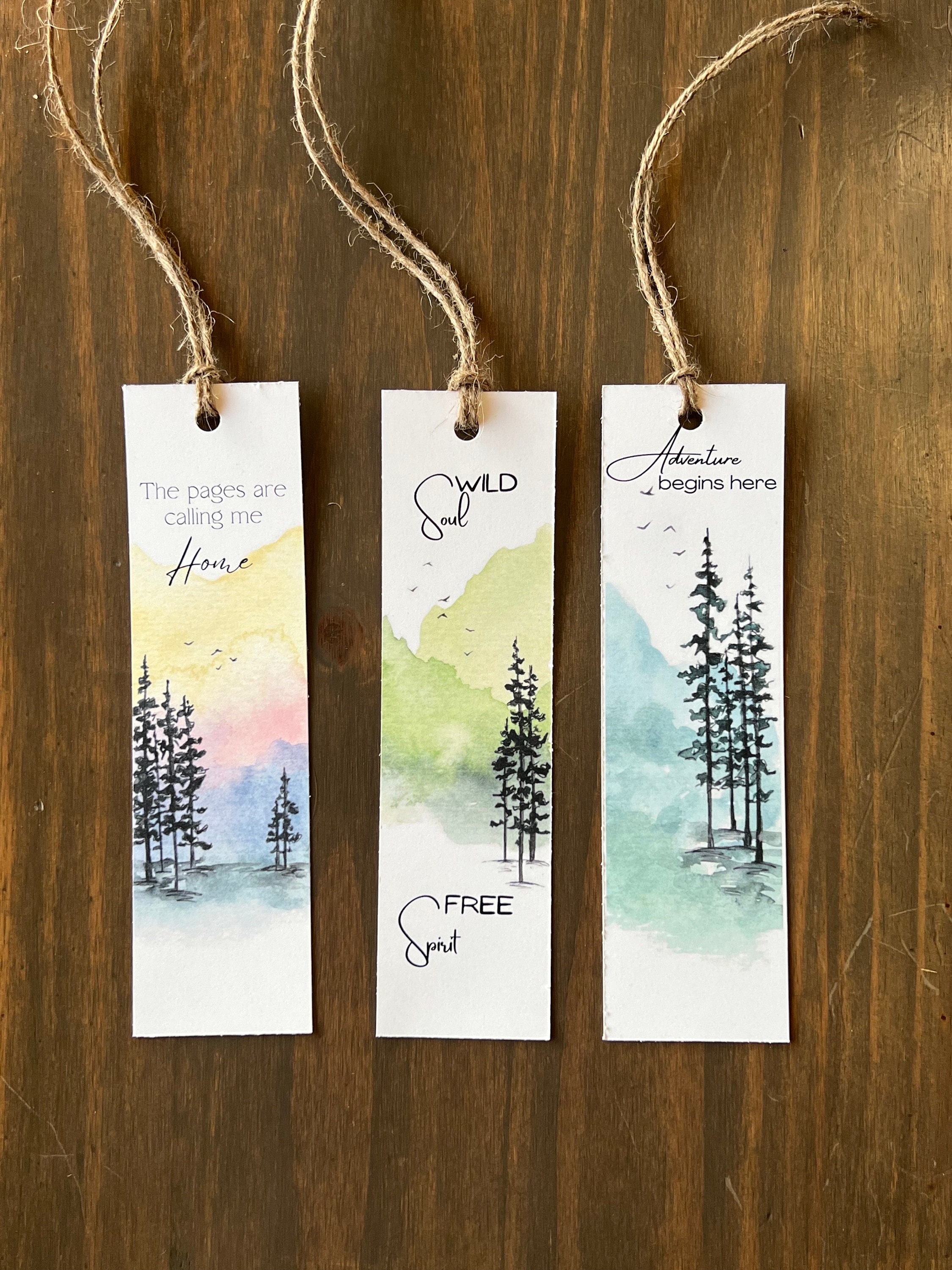 Forest Bookmark - Woodsy - Watercolor Tree Bookmark - Watercolor Forest ...