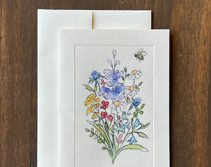 Watercolor Wildflower Notecards With Envelopes, Floral Cards ...
