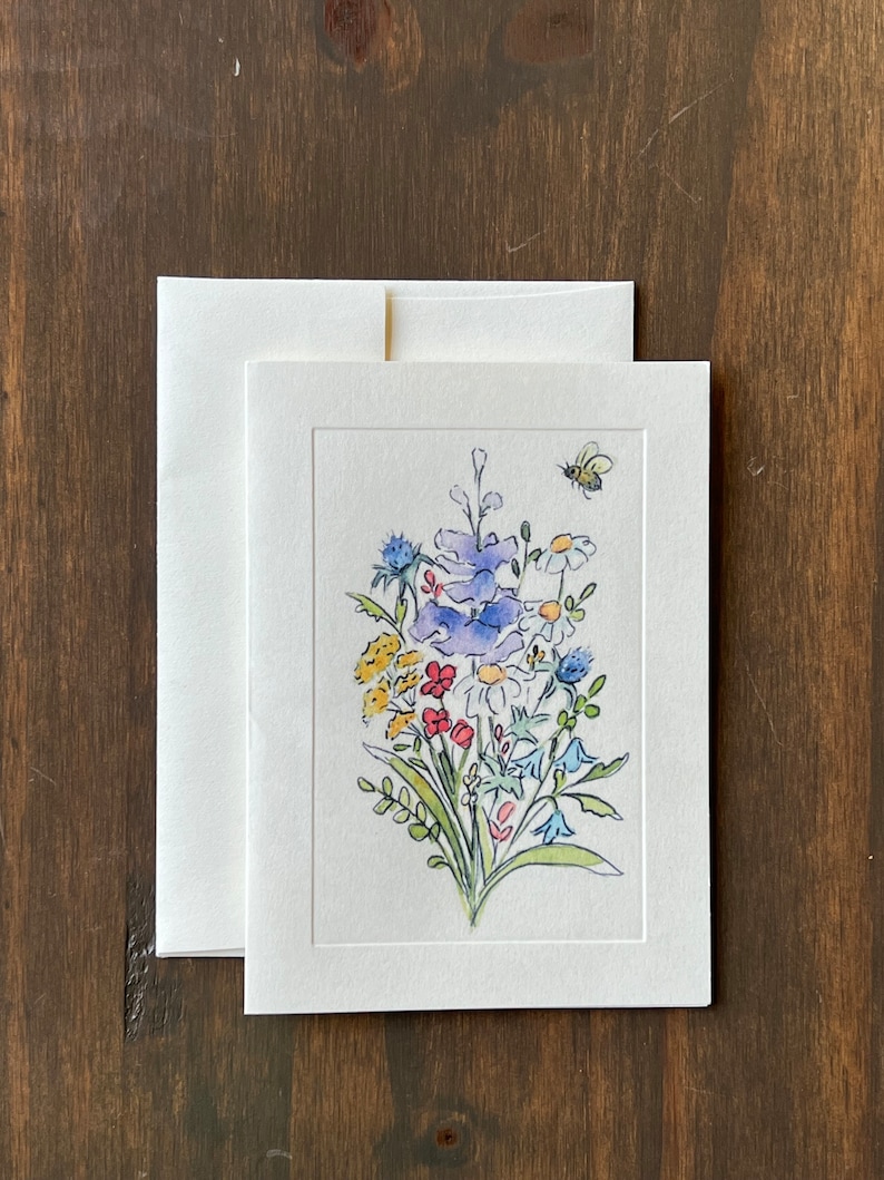 Watercolor Wildflower Notecards With Envelopes, Floral Cards ...