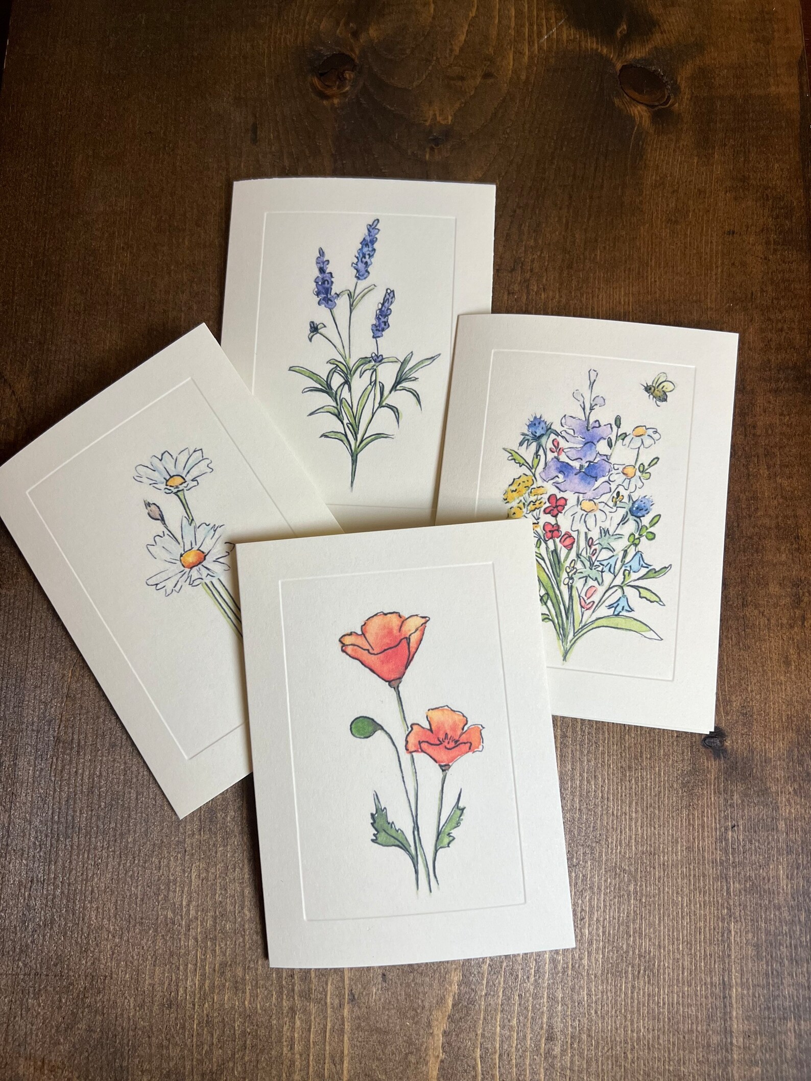 Watercolor Wildflower Notecards With Envelopes, Floral Cards ...
