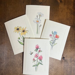 Watercolor Wildflower Notecards With Envelopes, Floral Cards ...
