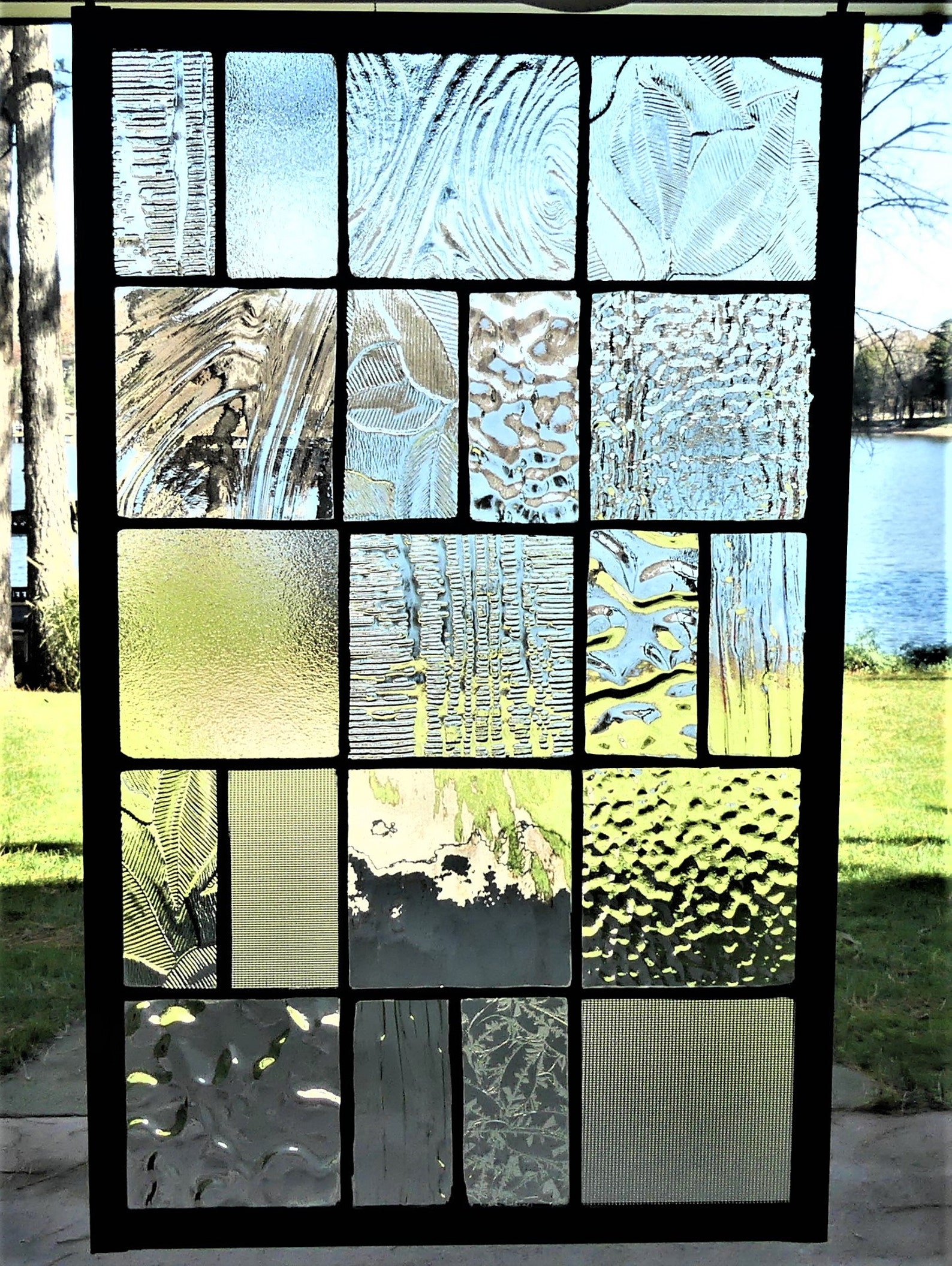 Textured Clear Stained Glass Panel Window Hanging Etsy
