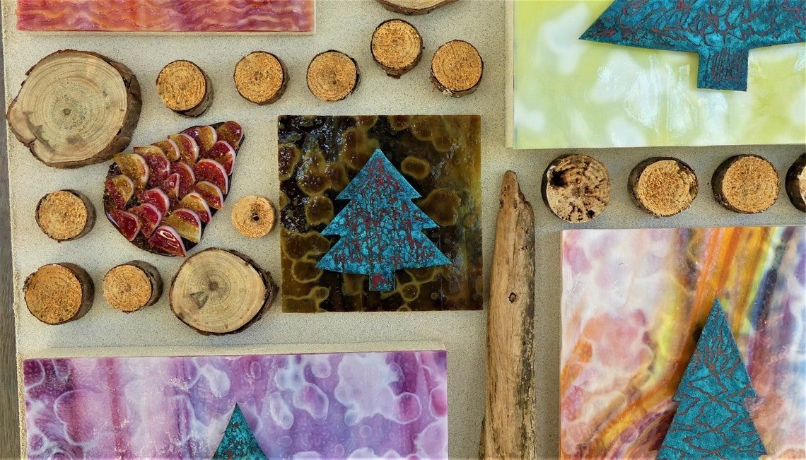 Pine Trees Mosaic With Stained Glass Copper Timber - Etsy