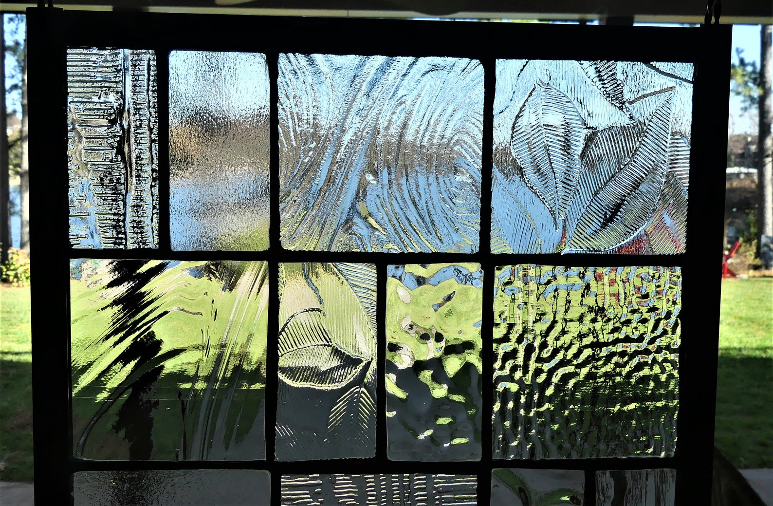 Textured Clear Stained Glass Panel Window Hanging - Etsy