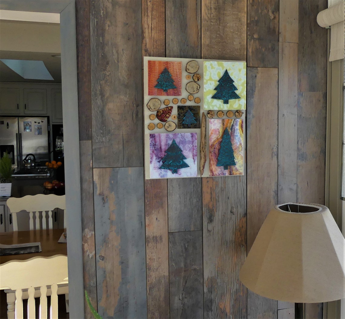 Pine Trees Mosaic With Stained Glass Copper Timber - Etsy