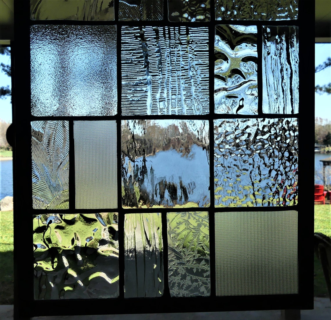 Textured Clear Stained Glass Panel Window Hanging - Etsy