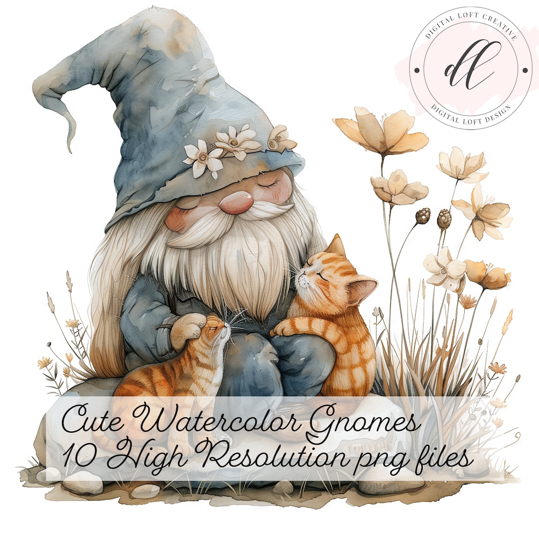 10 Cute Watercolor Gnomes Clipart, Transparent PNG, Sweet Nursery ...