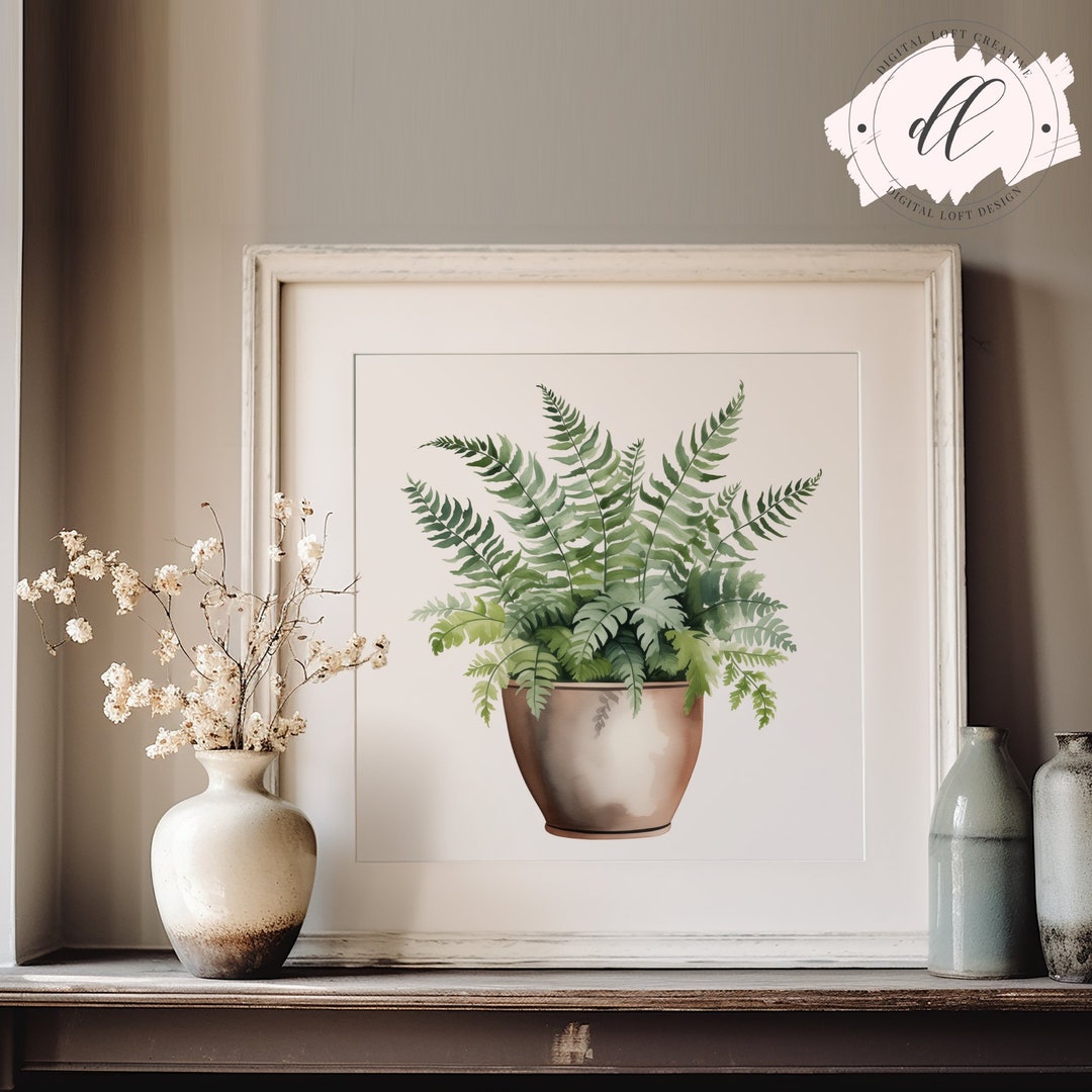 Watercolor Fern Plant Printable, Botanical Wall Art, Greenery Home ...
