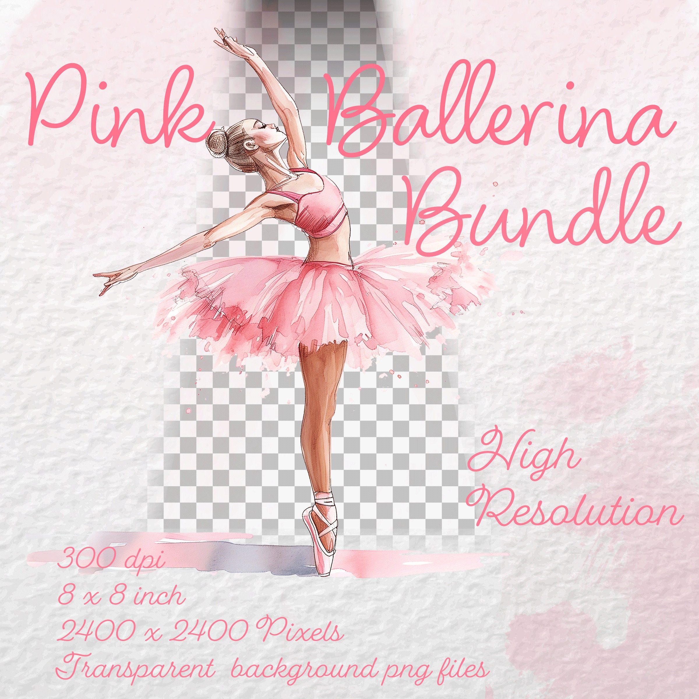 Pink Watercolor Ballerina Clipart Pastels Ballet Digital Graphics ...