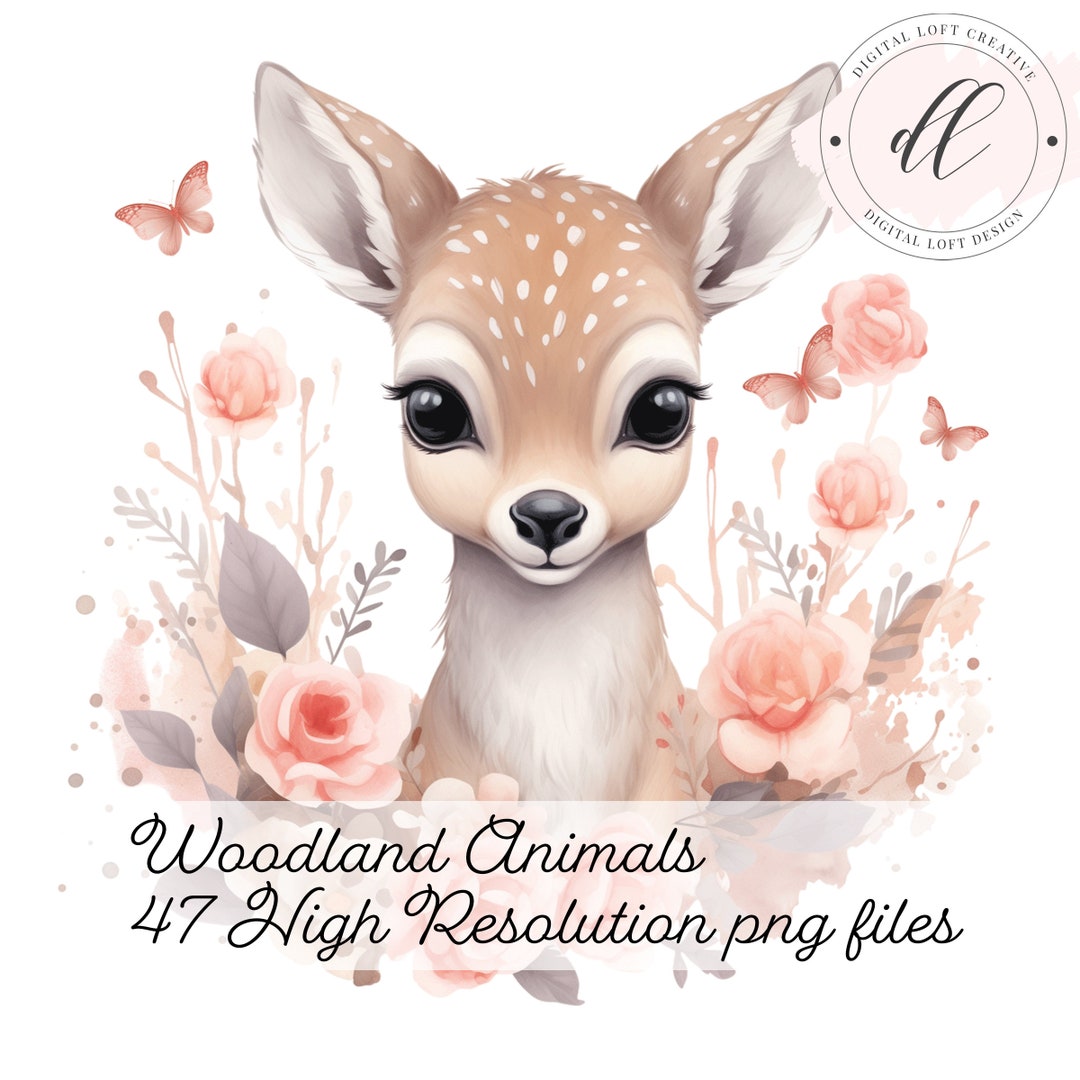 Woodland Animals Clipart Bundle Baby Animals Nursery Decor for Children ...