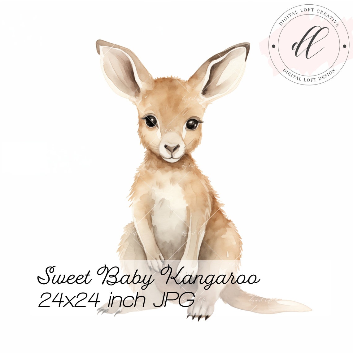 Baby Kangaroo Watercolor Art Printable, Australian Wildlife Nursery ...