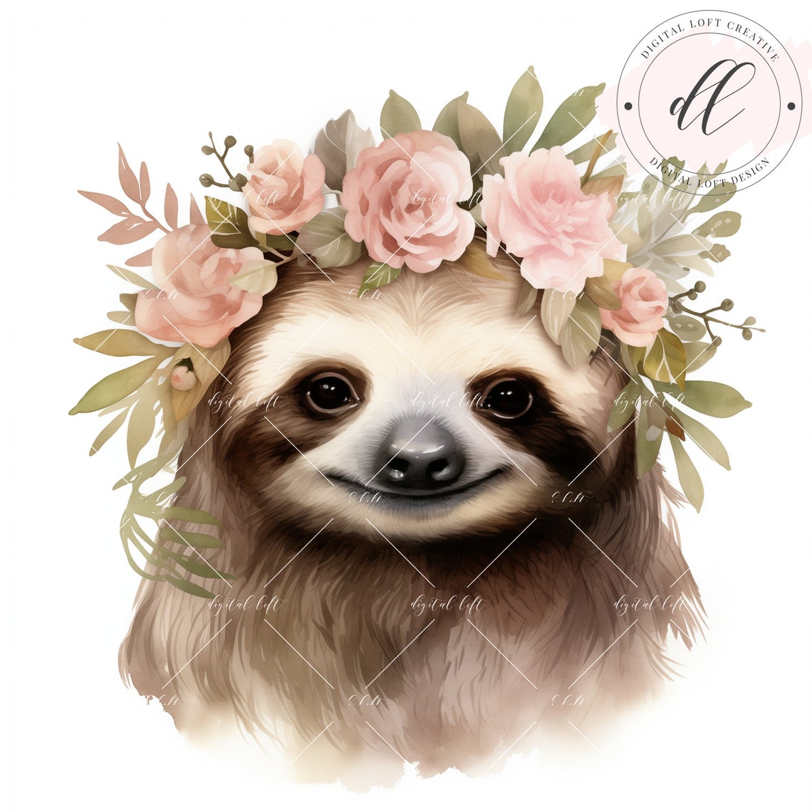 10 Sloths and Flowers Clipart, Transparent PNG, Sweet Nursery Images ...