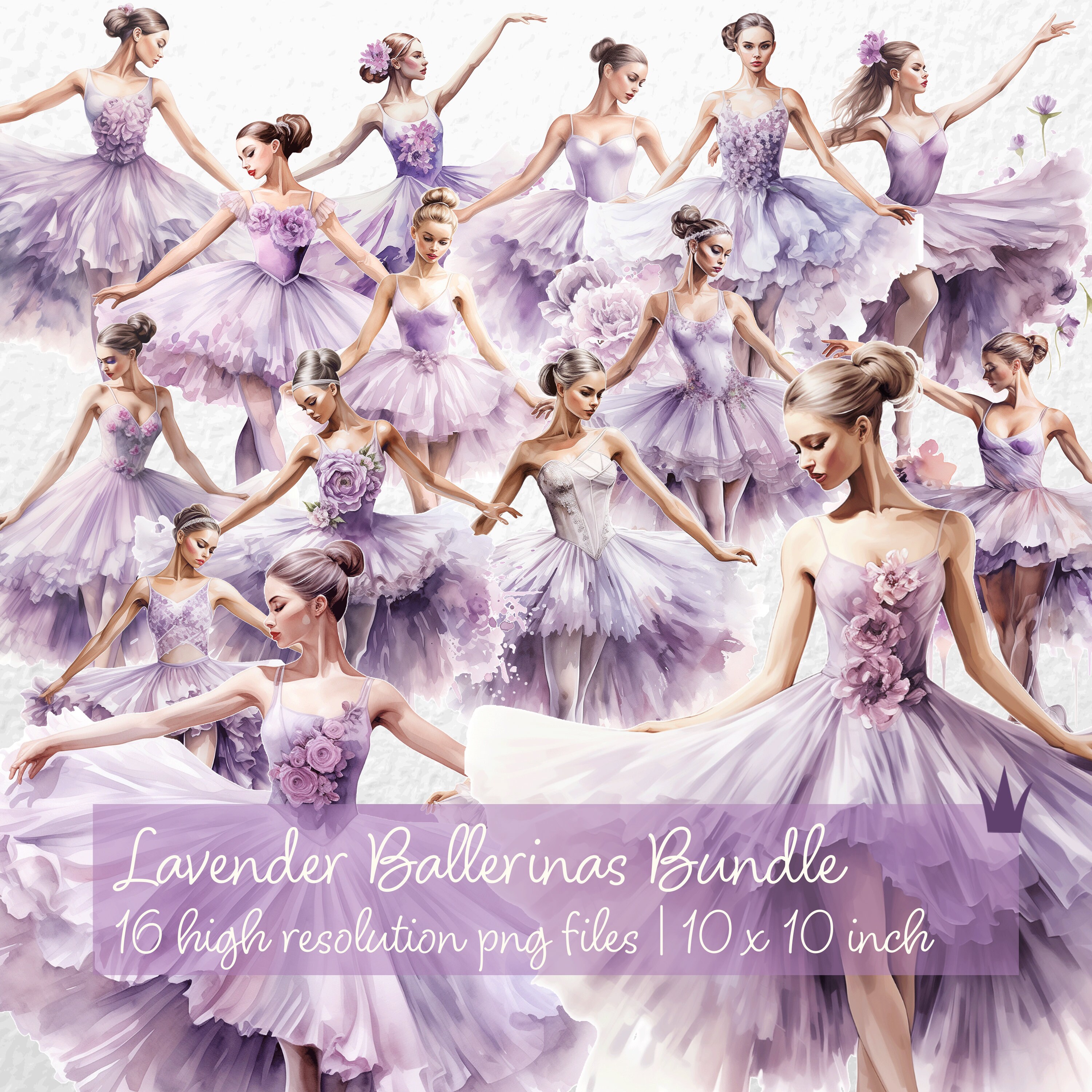 Lavender Watercolor Ballerina Clipart Pastels Ballet Digital Graphics ...