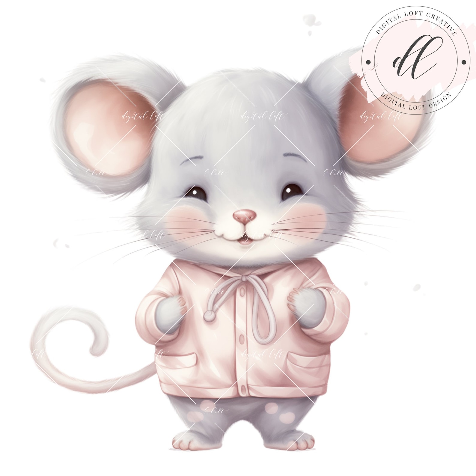 10 Mouse in Pajamas Clipart Bundle, Cute Mice Nursery Images, Whimsical ...
