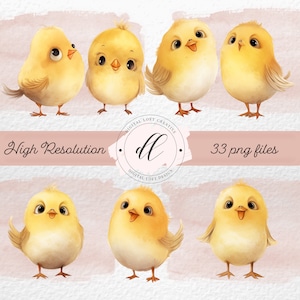 Chubby Little Chickens Watercolor Clipart Nursery Decor PNG Bundle ...