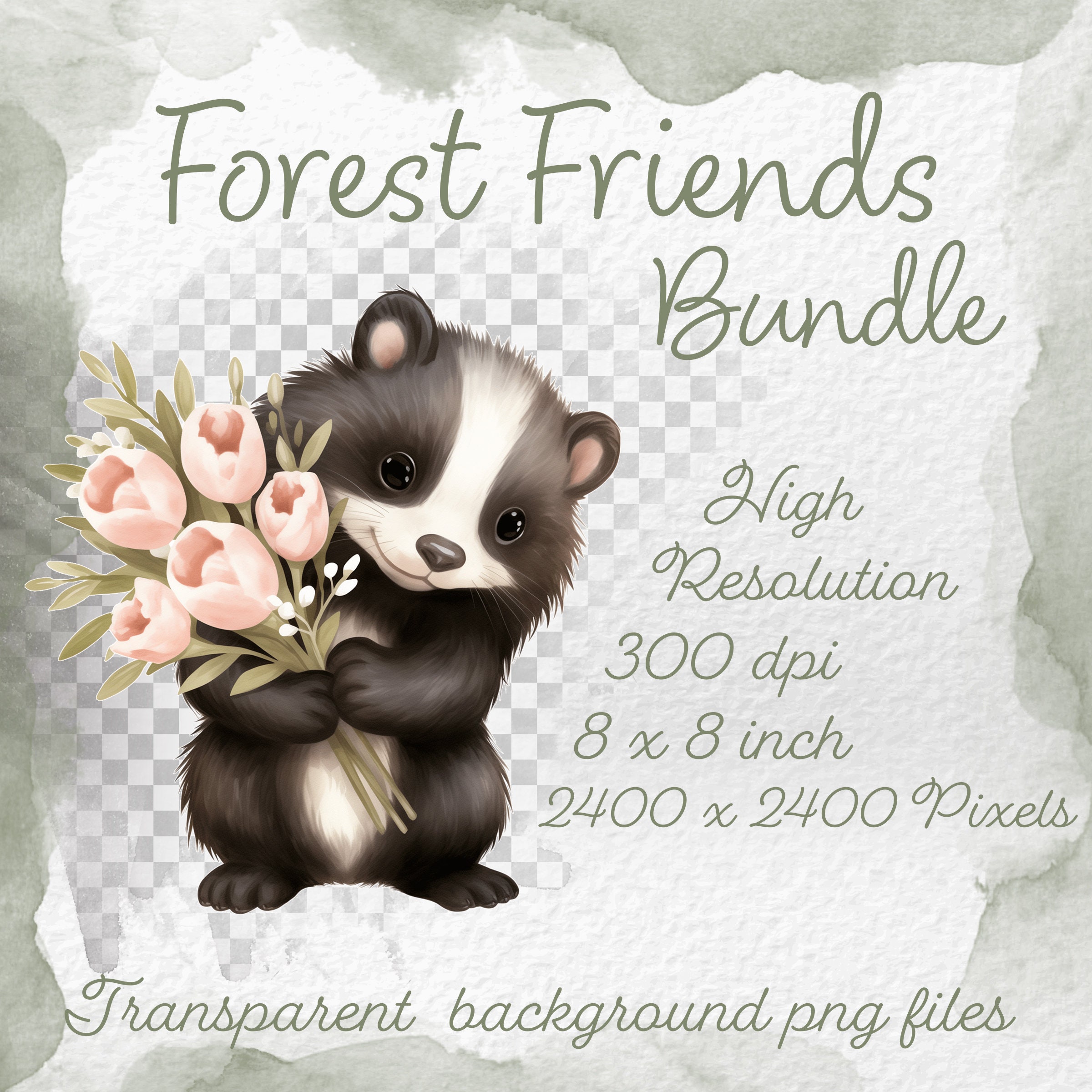 Woodland Animals Clipart Bundle Baby Animals Nursery Decor for Children ...