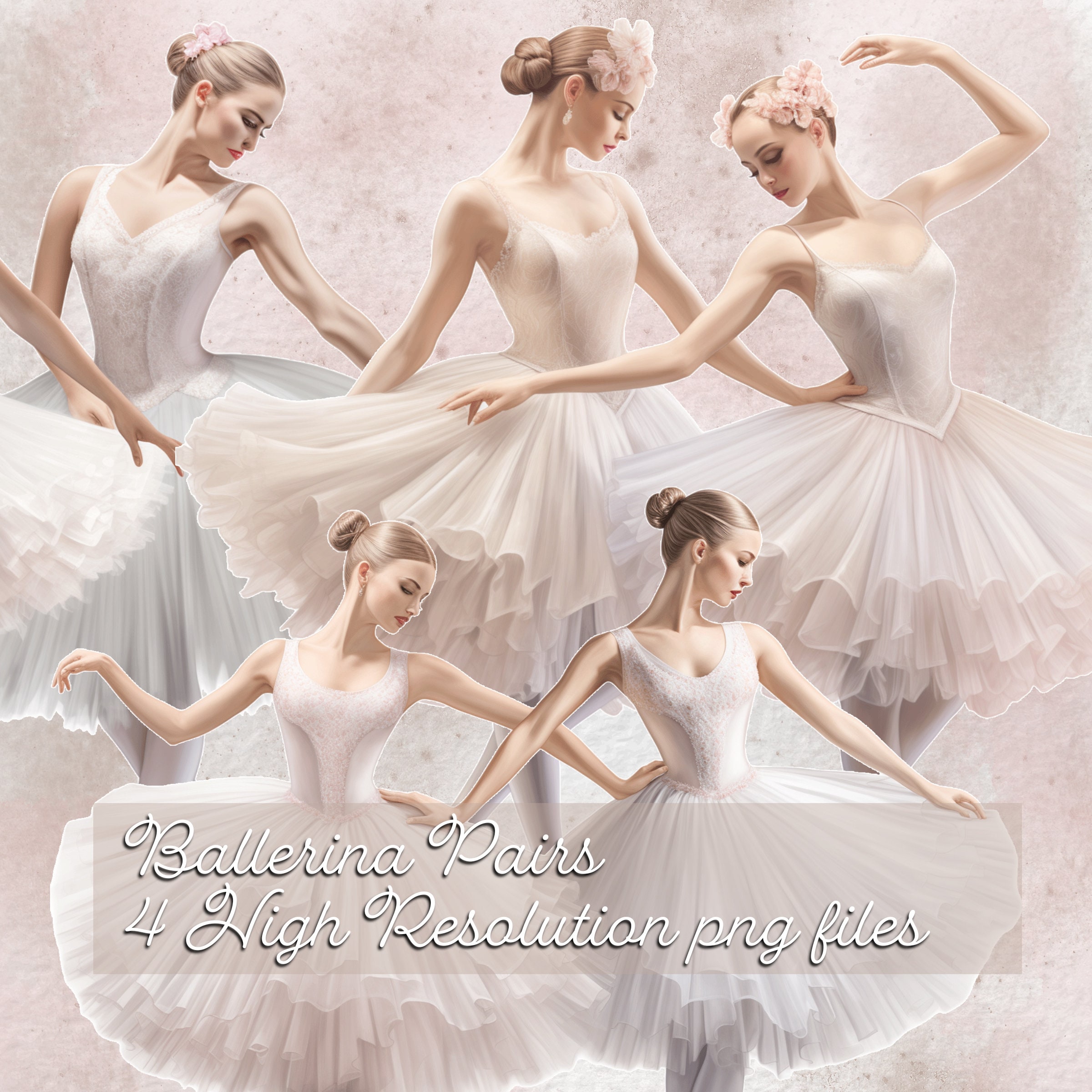 Watercolor Ballerina Duet Pairs Clipart Pastels Ballet Digital Graphic ...
