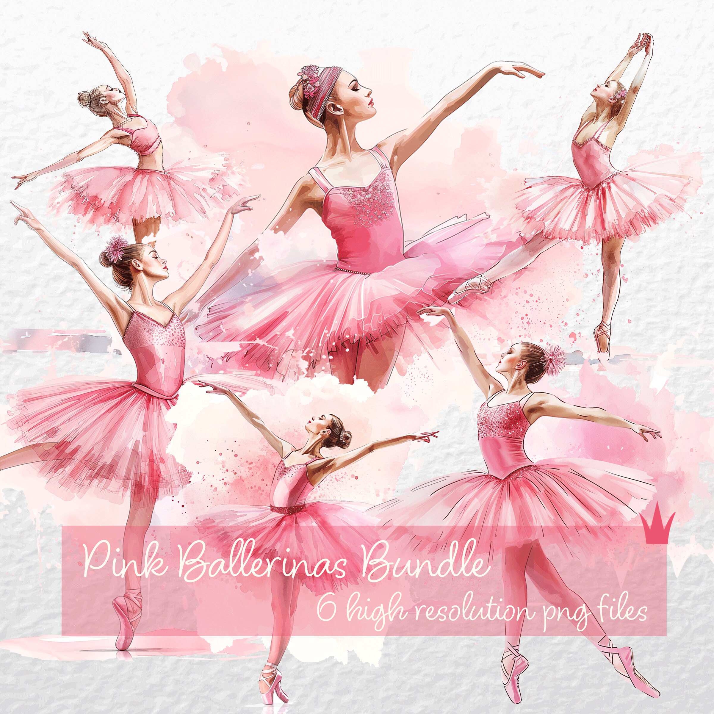 Pink Watercolor Ballerina Clipart Pastels Ballet Digital Graphics ...