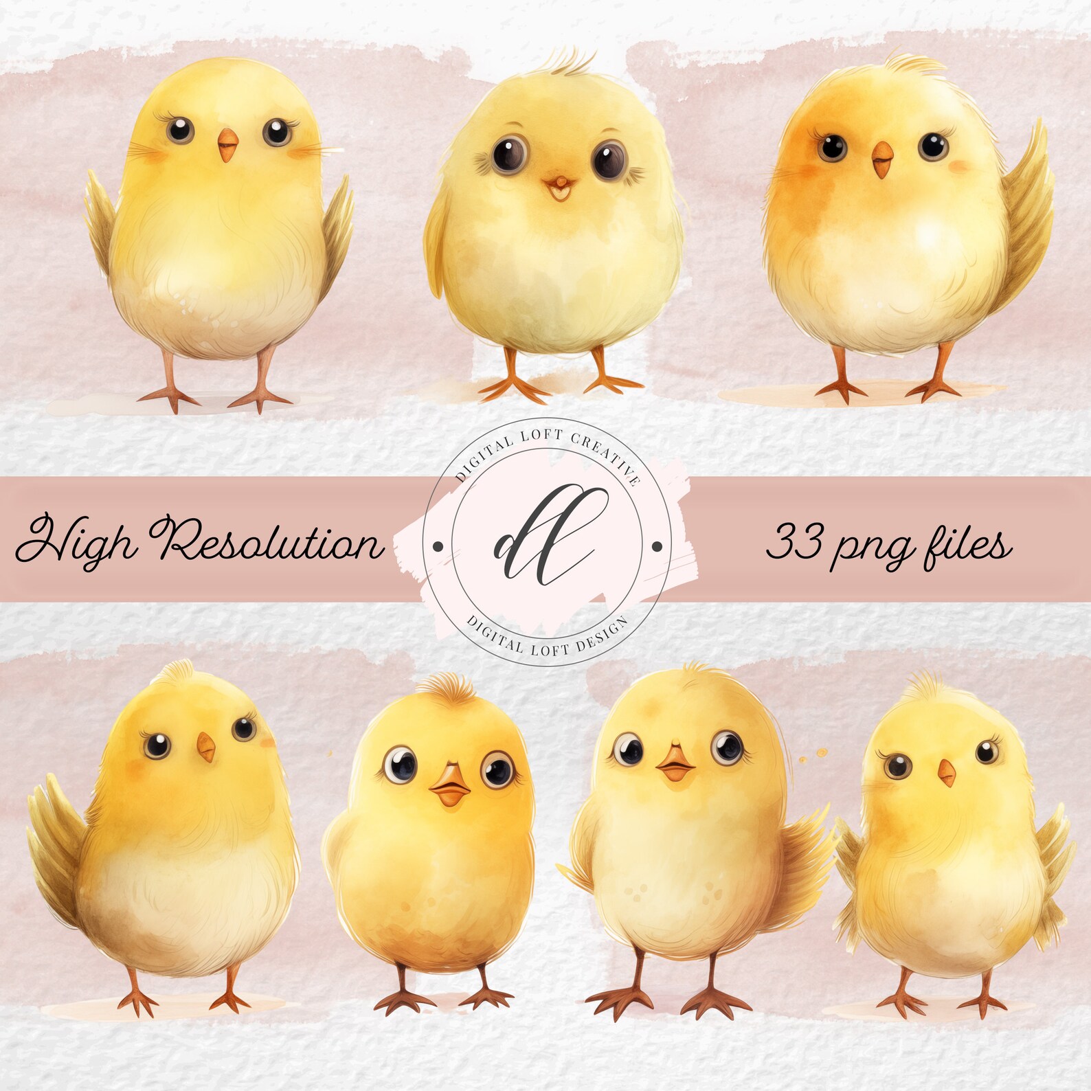 Watercolor Chickens Clipart Bundle, Nursery Decor (PNG, Commercial Use ...