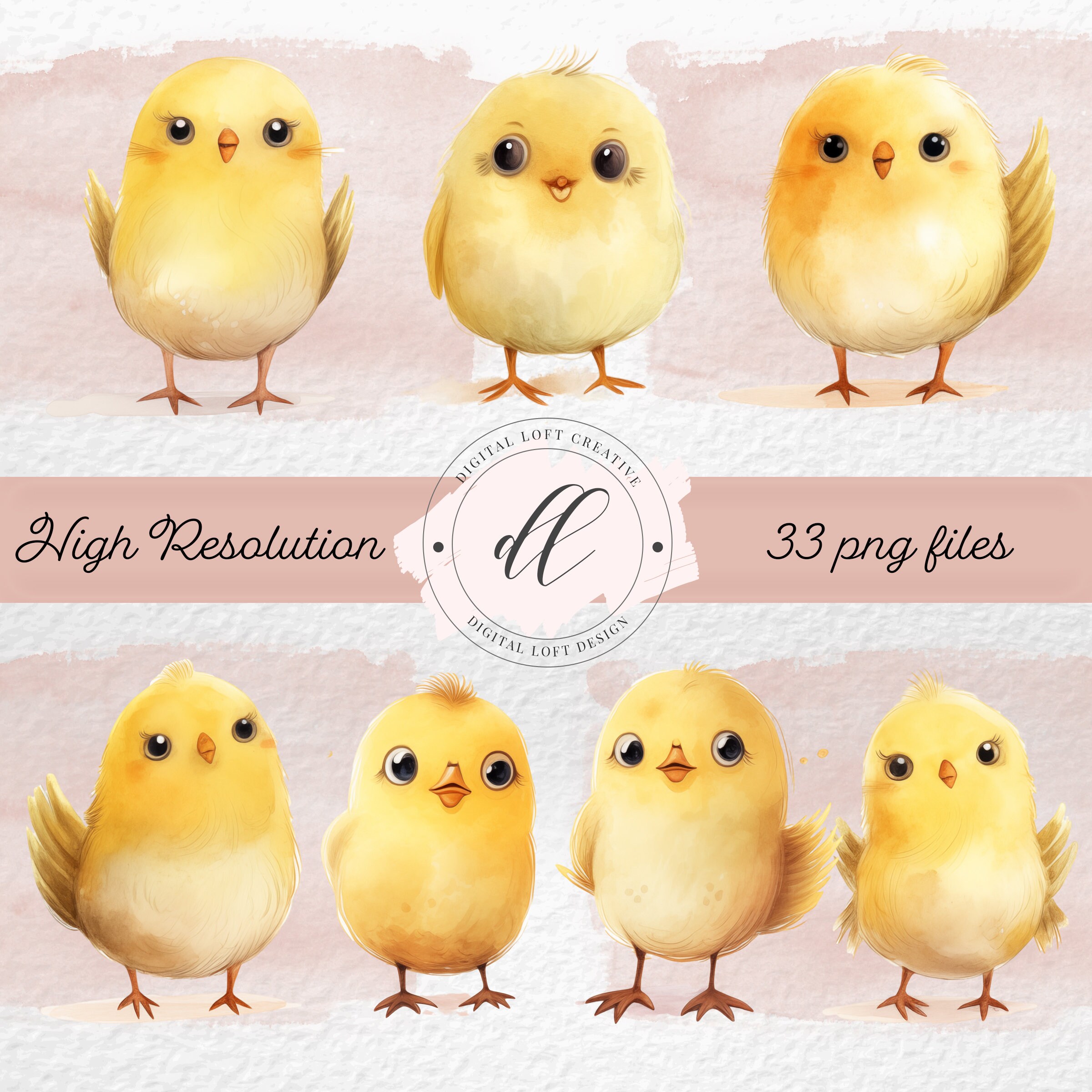 Chubby Little Chickens Watercolor Clipart Nursery Decor PNG Bundle ...