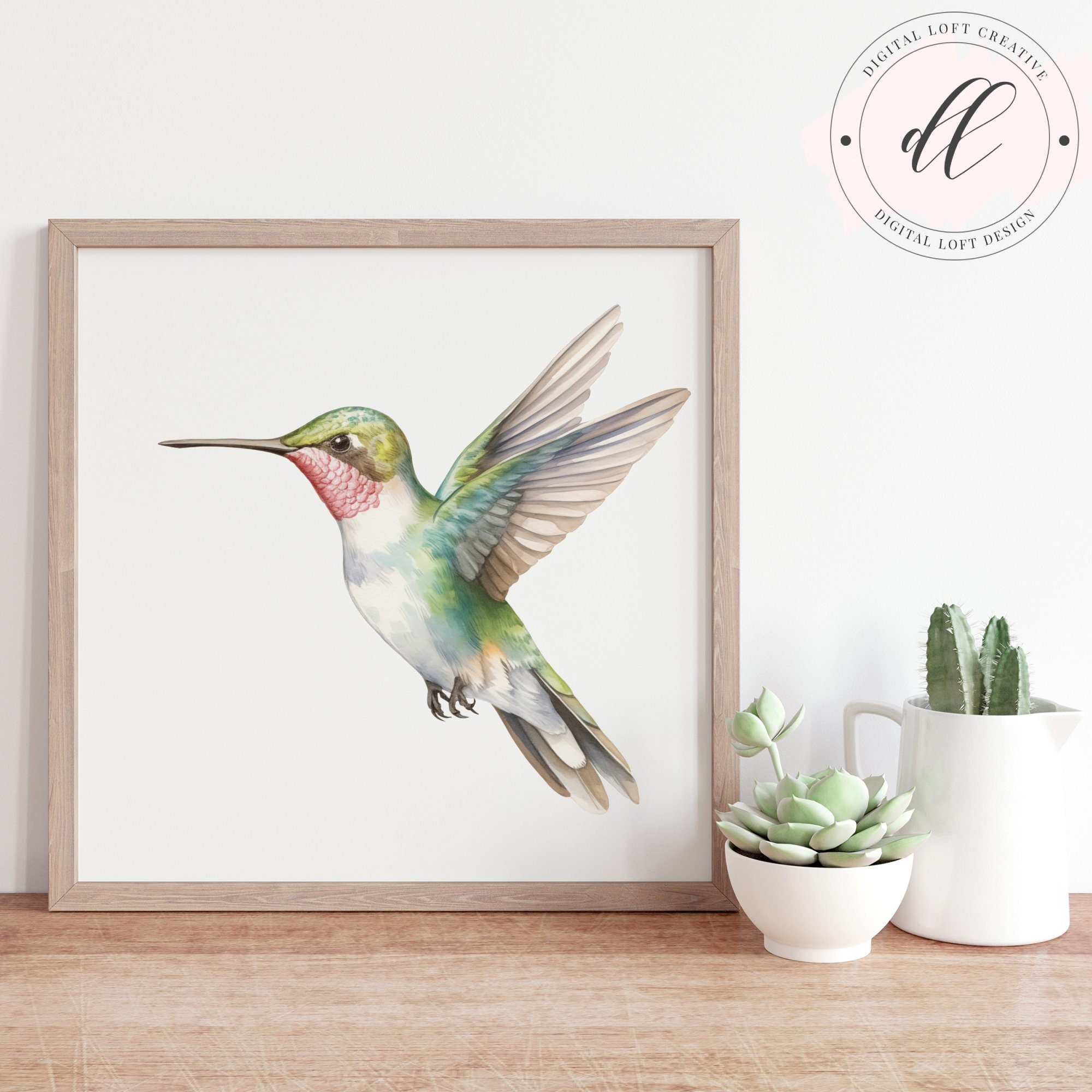 Watercolor Hummingbird Print, Digital Download, Bird Wall Art, Nature ...