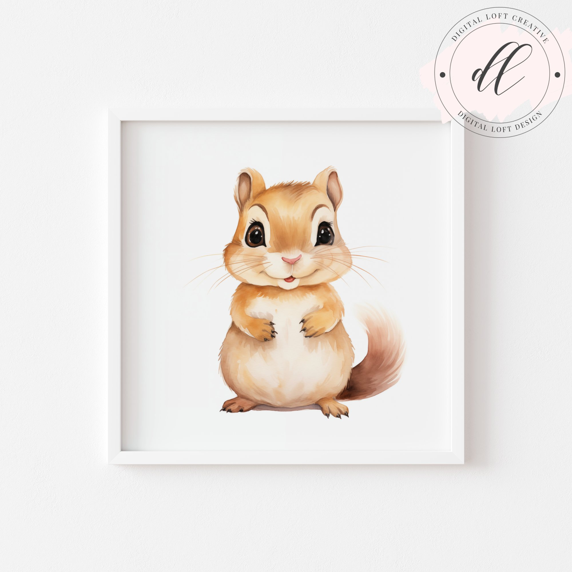 Cute Baby Chipmunk Digital Art Printable, Watercolor Forest Animal ...
