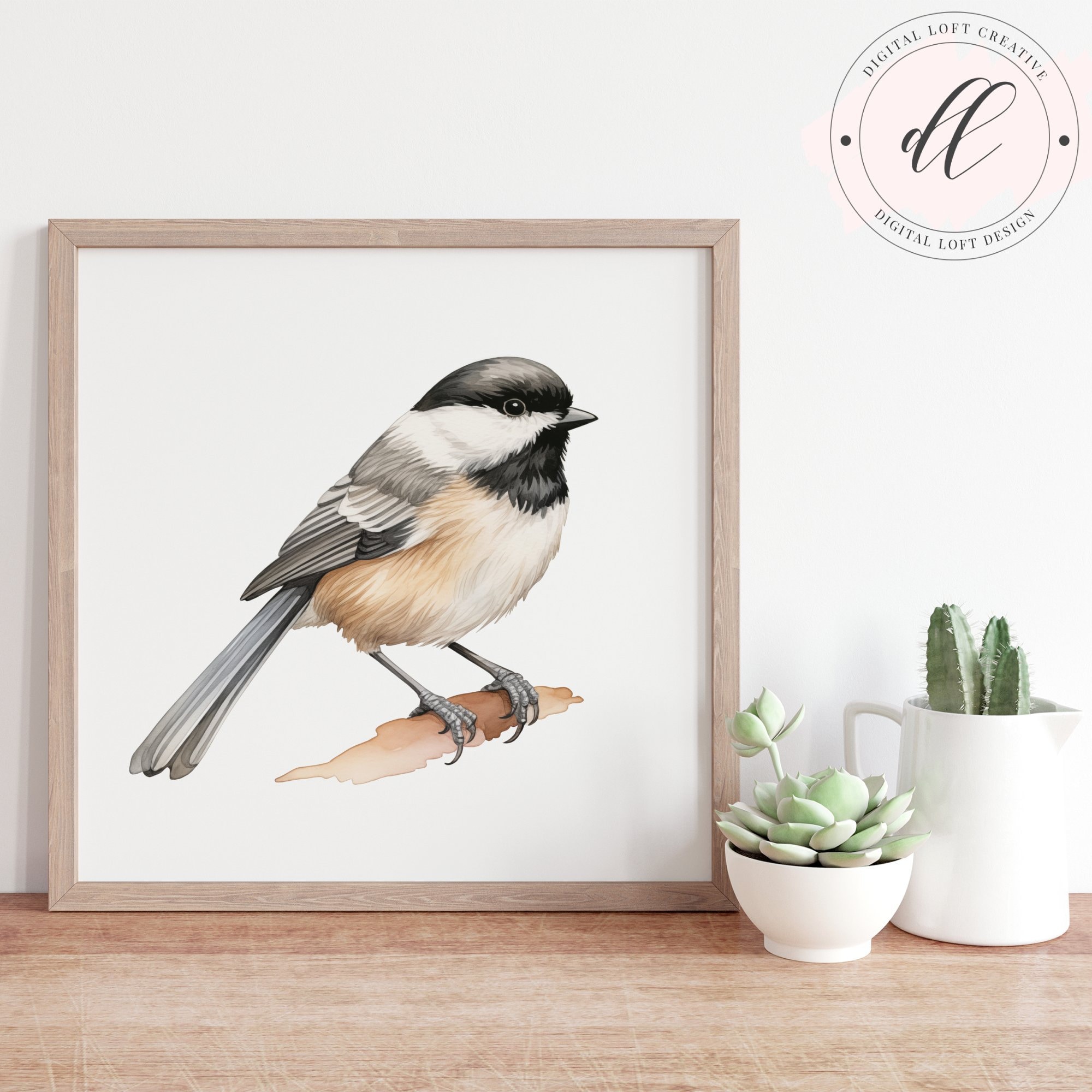 Printable Chickadee Artwork, Digital Download Bird Illustration, Nature ...