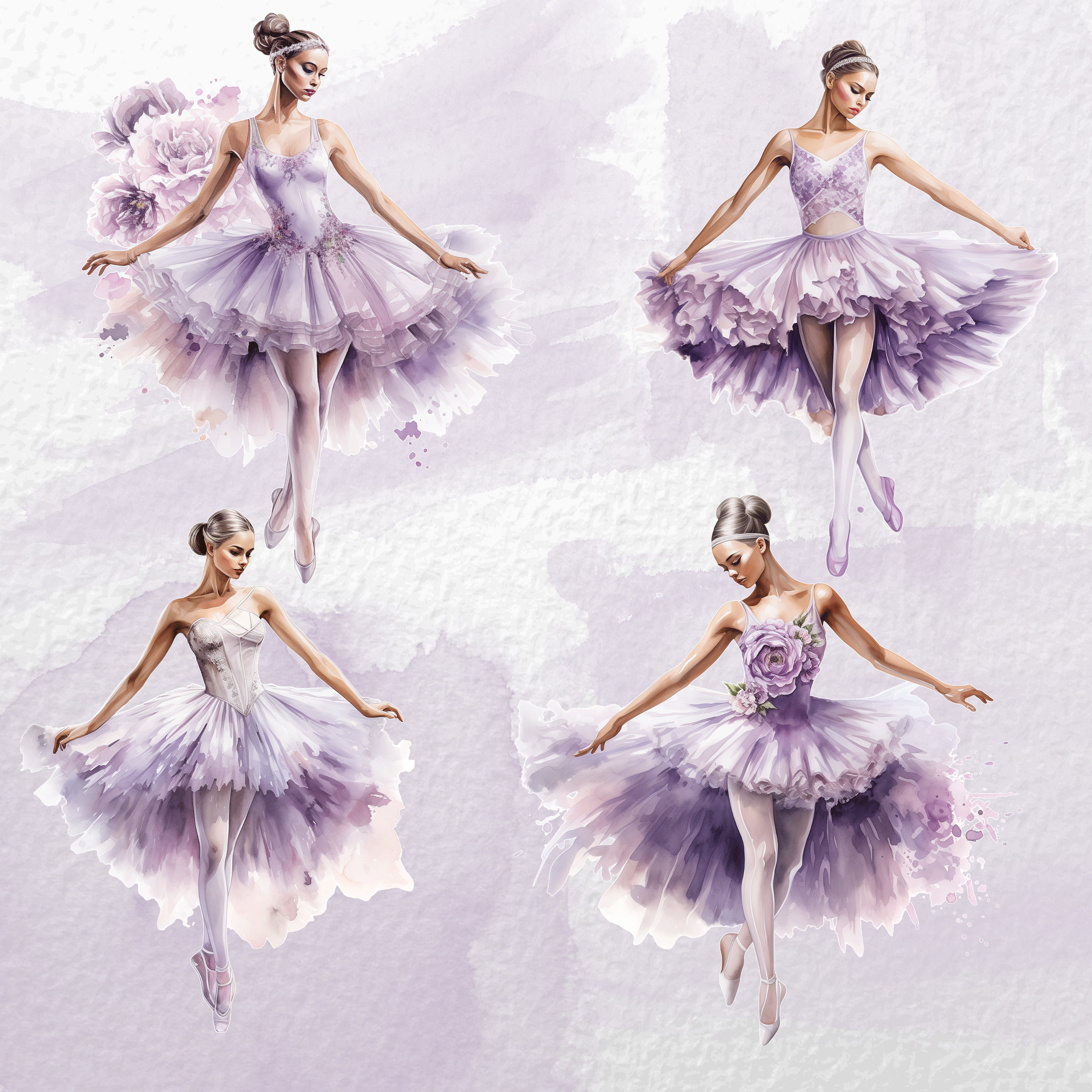 Lavender Watercolor Ballerina Clipart Pastels Ballet Digital Graphics ...