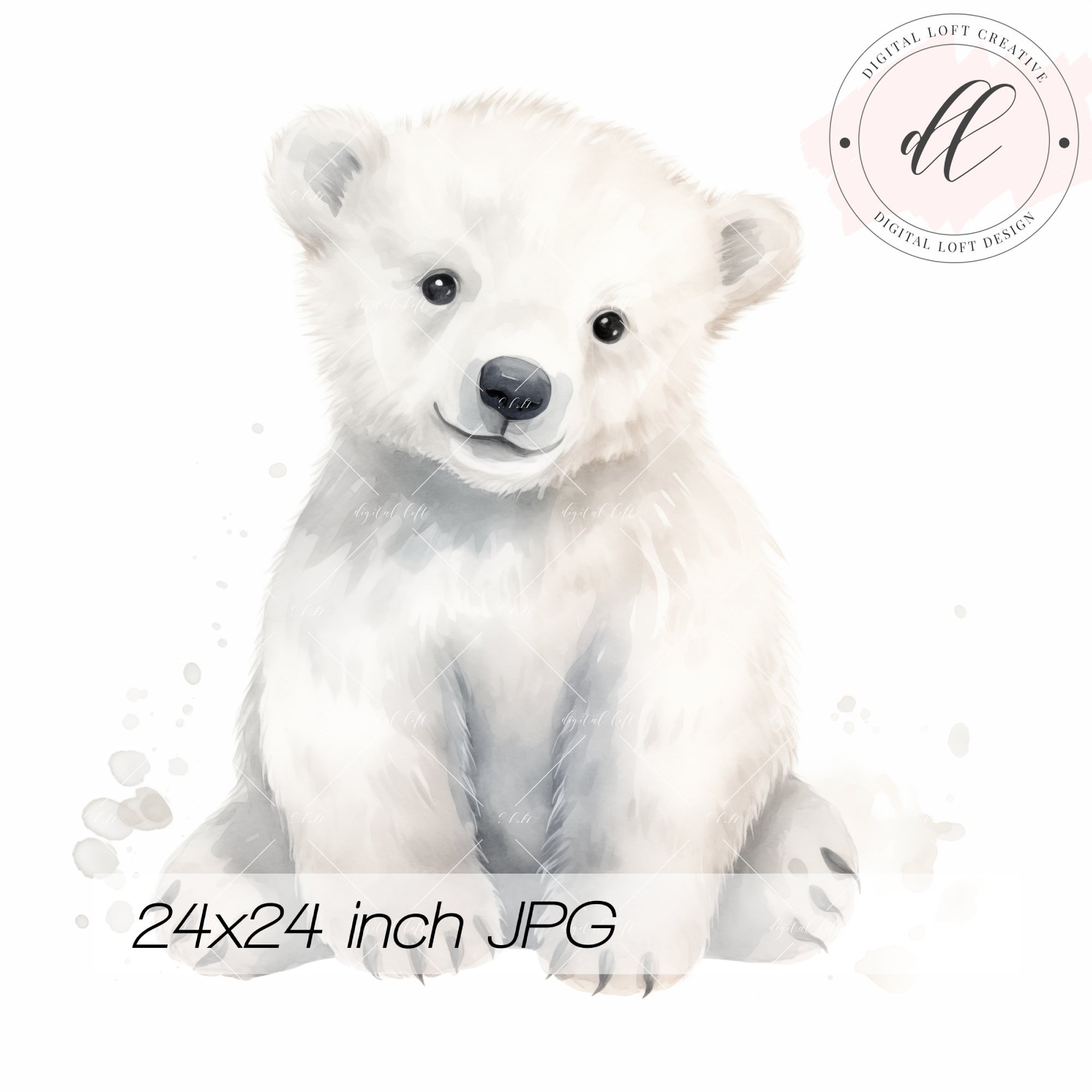 Watercolor Baby Polar Bear Printable, Cute Nursery Animal Wall Art ...