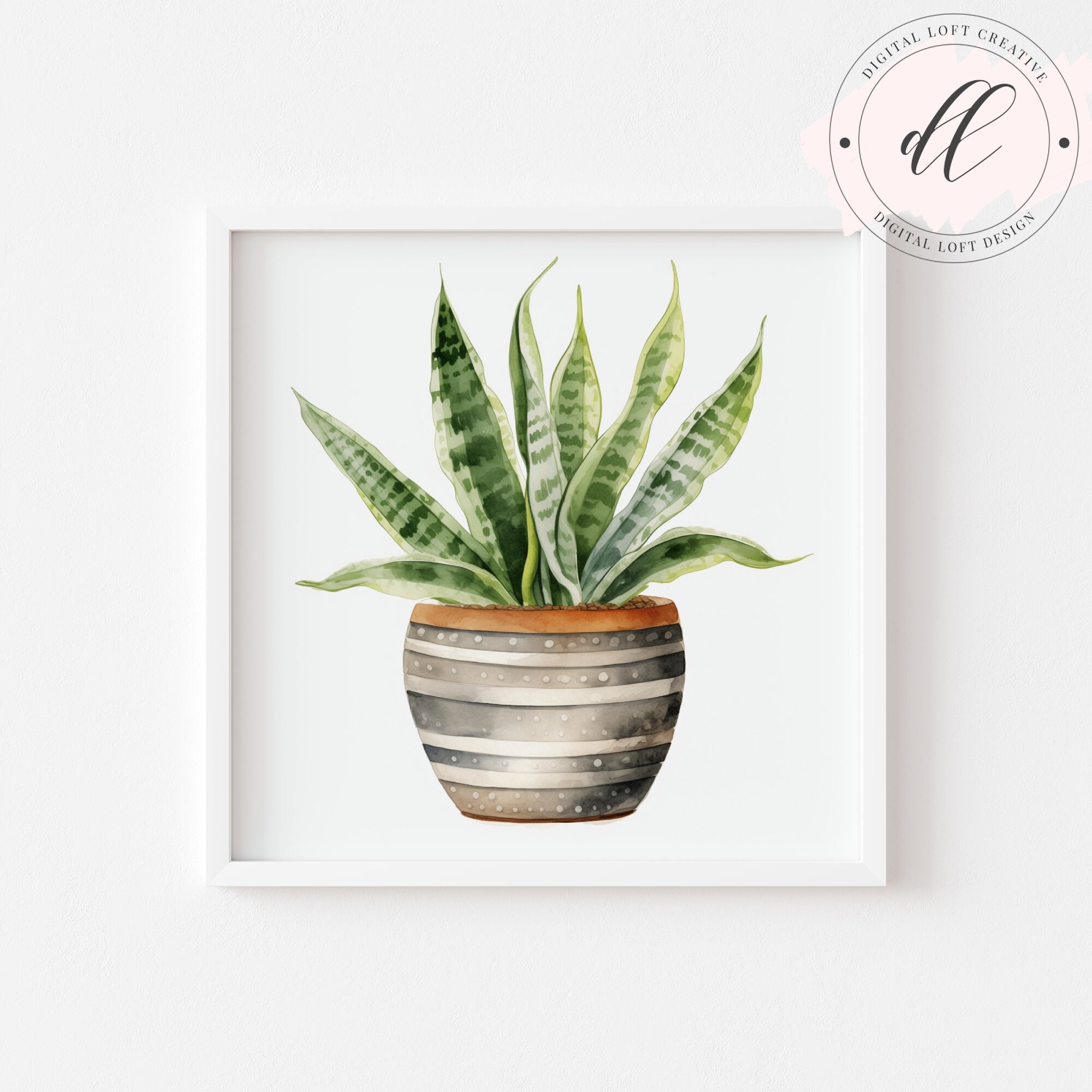Watercolor Snake Plant Printable Art, Botanical Illustration, Home ...