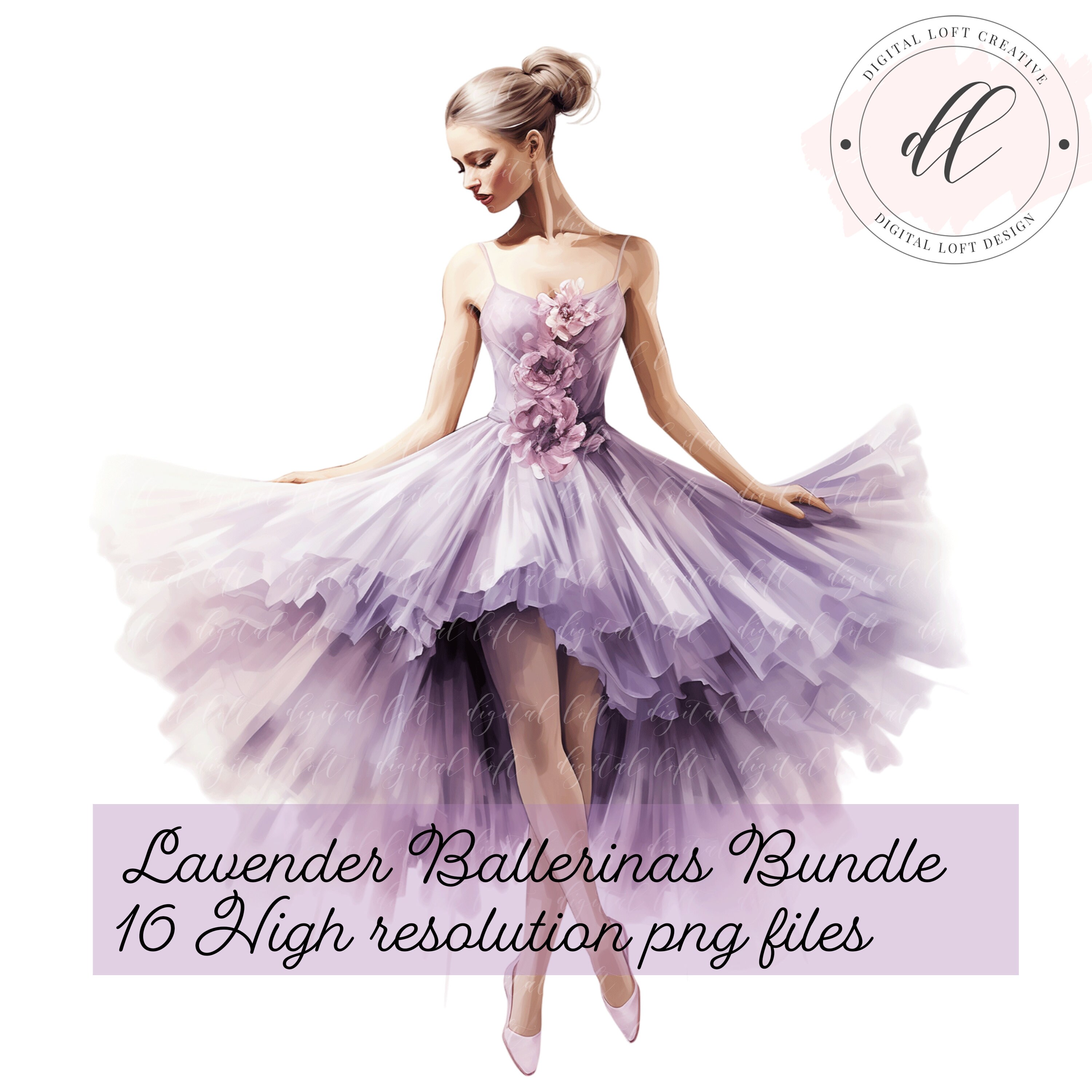 Lavender Watercolor Ballerina Clipart Pastels Ballet Digital Graphics ...