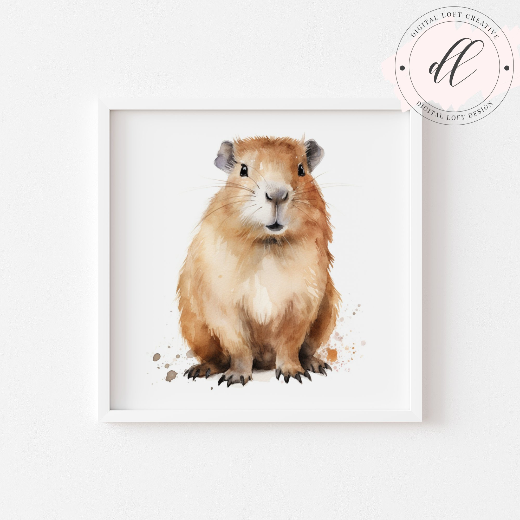 Cute Capybara Watercolor Printable Artwork, Cute Creature Illustration ...