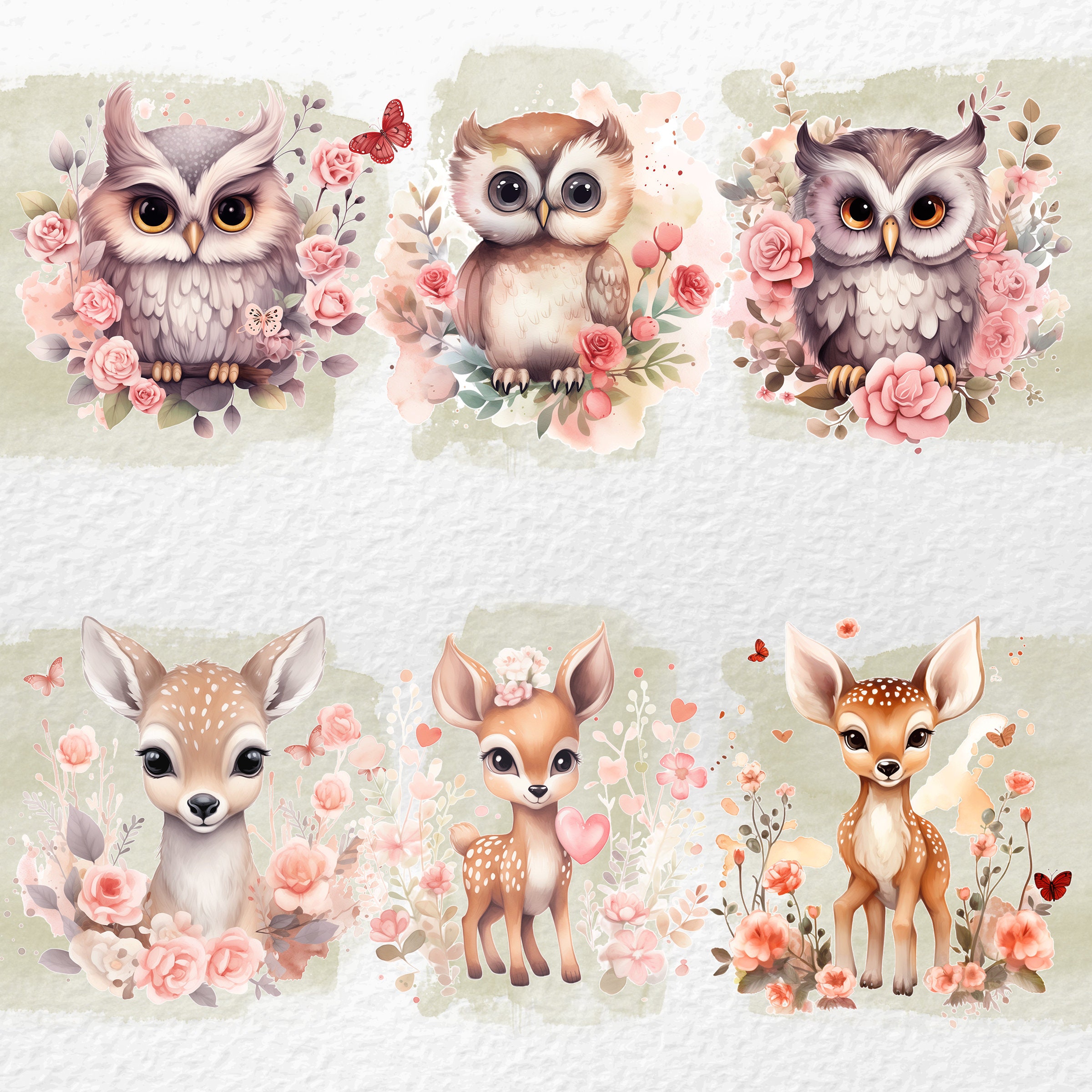 Woodland Animals Clipart Bundle Baby Animals Nursery Decor for Children ...
