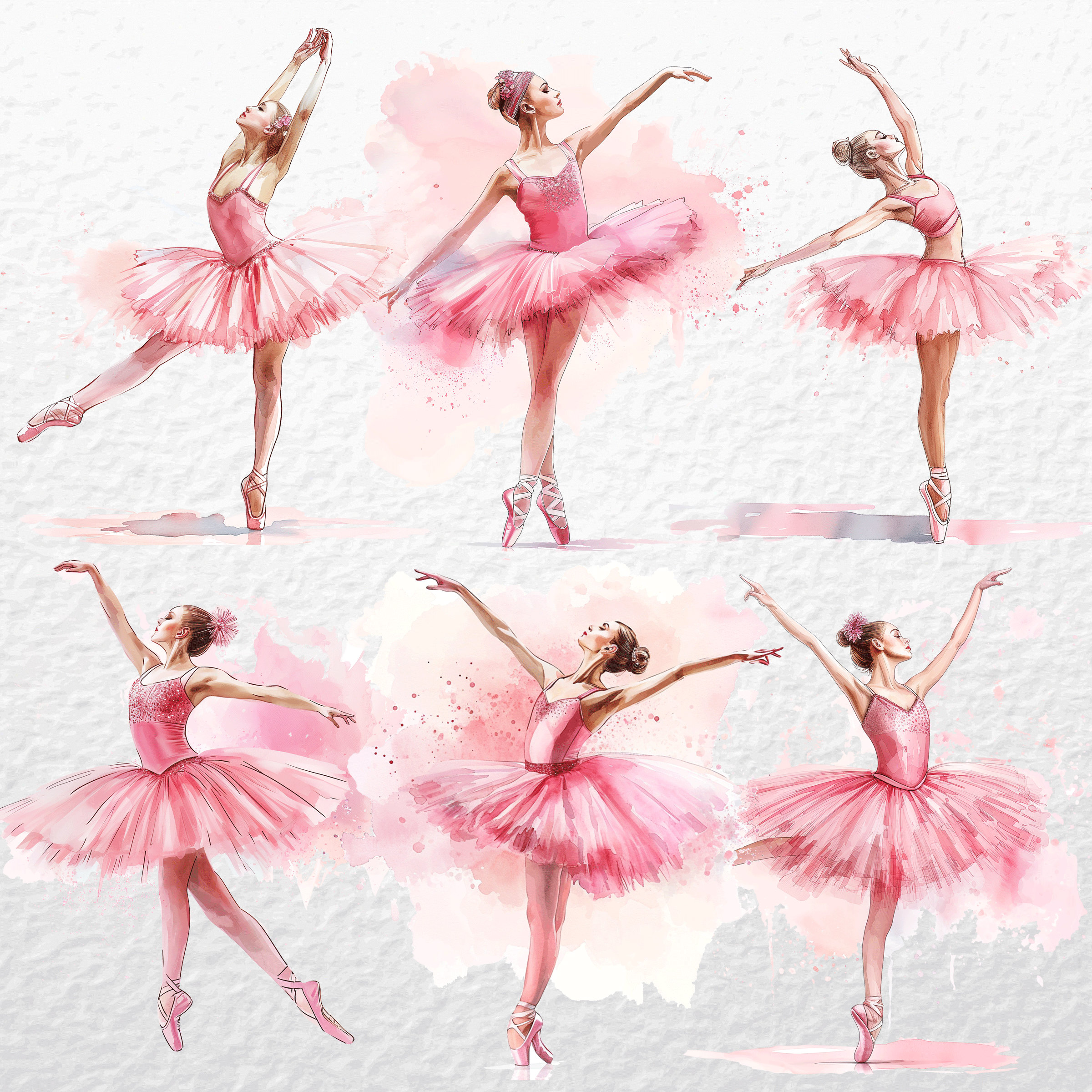 Pink Watercolor Ballerina Clipart Pastels Ballet Digital Graphics ...