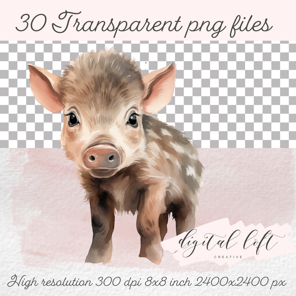 Safari Friends Watercolor African Animals Clipart Bundle Grasses and ...