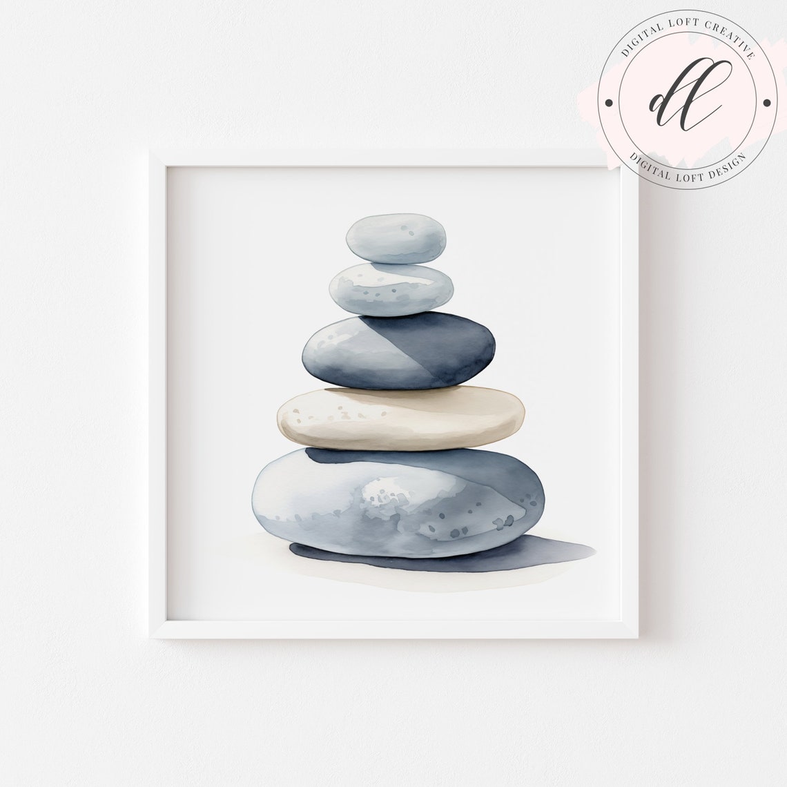 Watercolor Zen Stones Print, Relaxing Spa Wall Art, Calm Meditation ...
