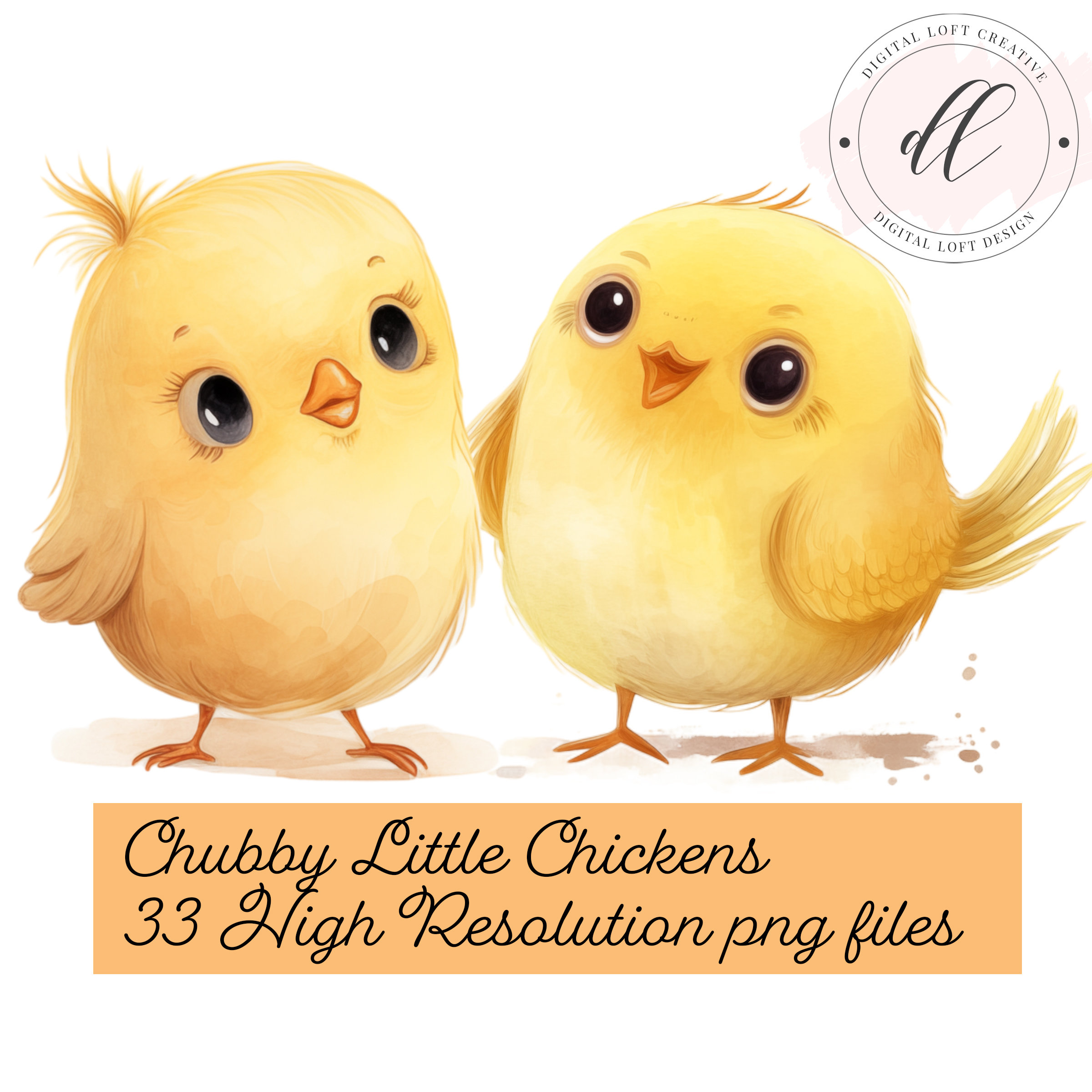 Chubby Little Chickens Watercolor Clipart Nursery Decor PNG Bundle ...