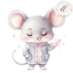 10 Mouse in Pajamas Clipart Bundle, Cute Mice Nursery Images, Whimsical ...