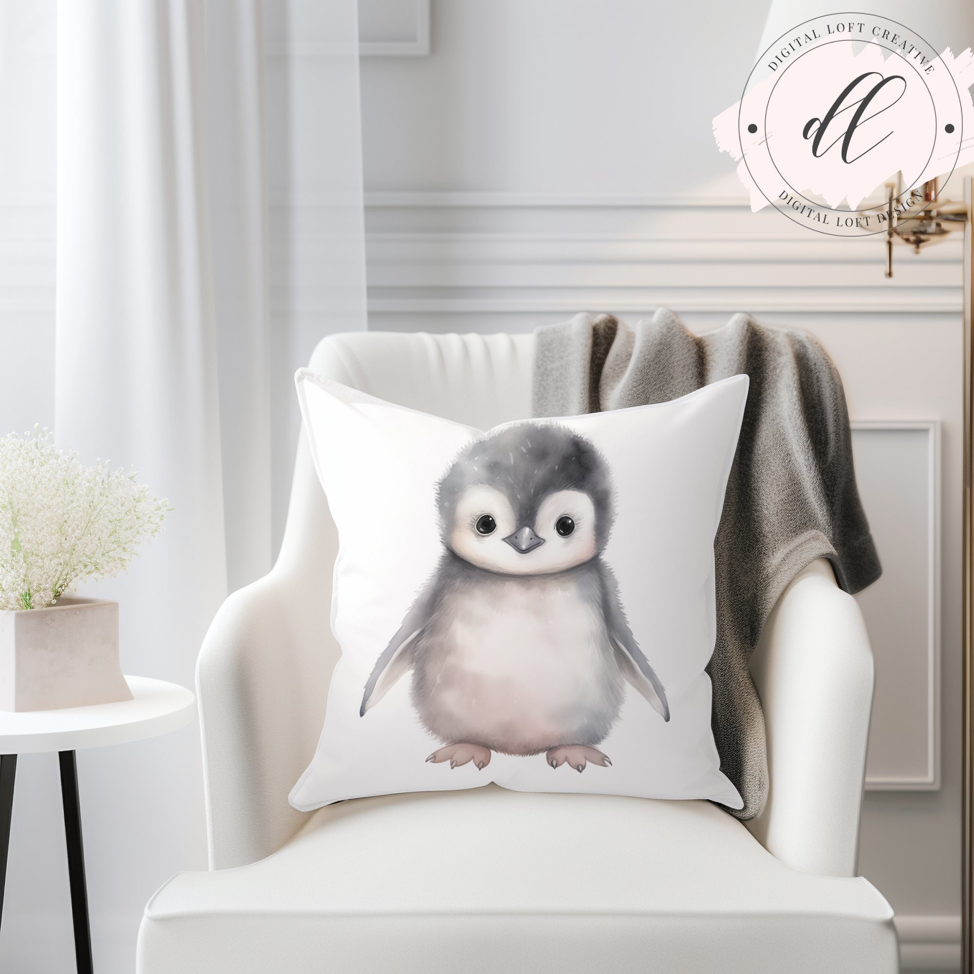 Adorable Baby Penguin Watercolor Illustration, Cute Nursery Animal ...
