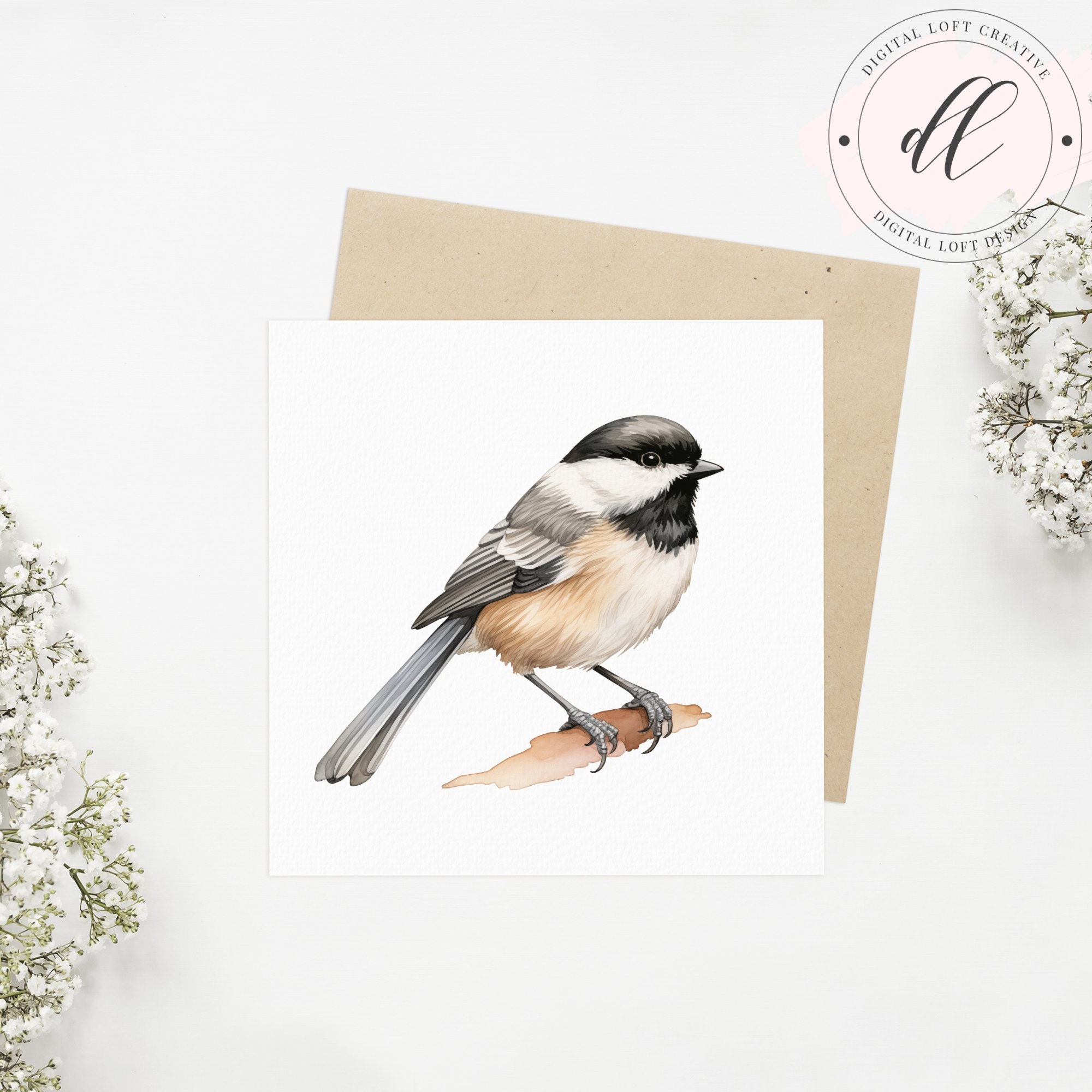 Printable Chickadee Artwork, Digital Download Bird Illustration, Nature ...