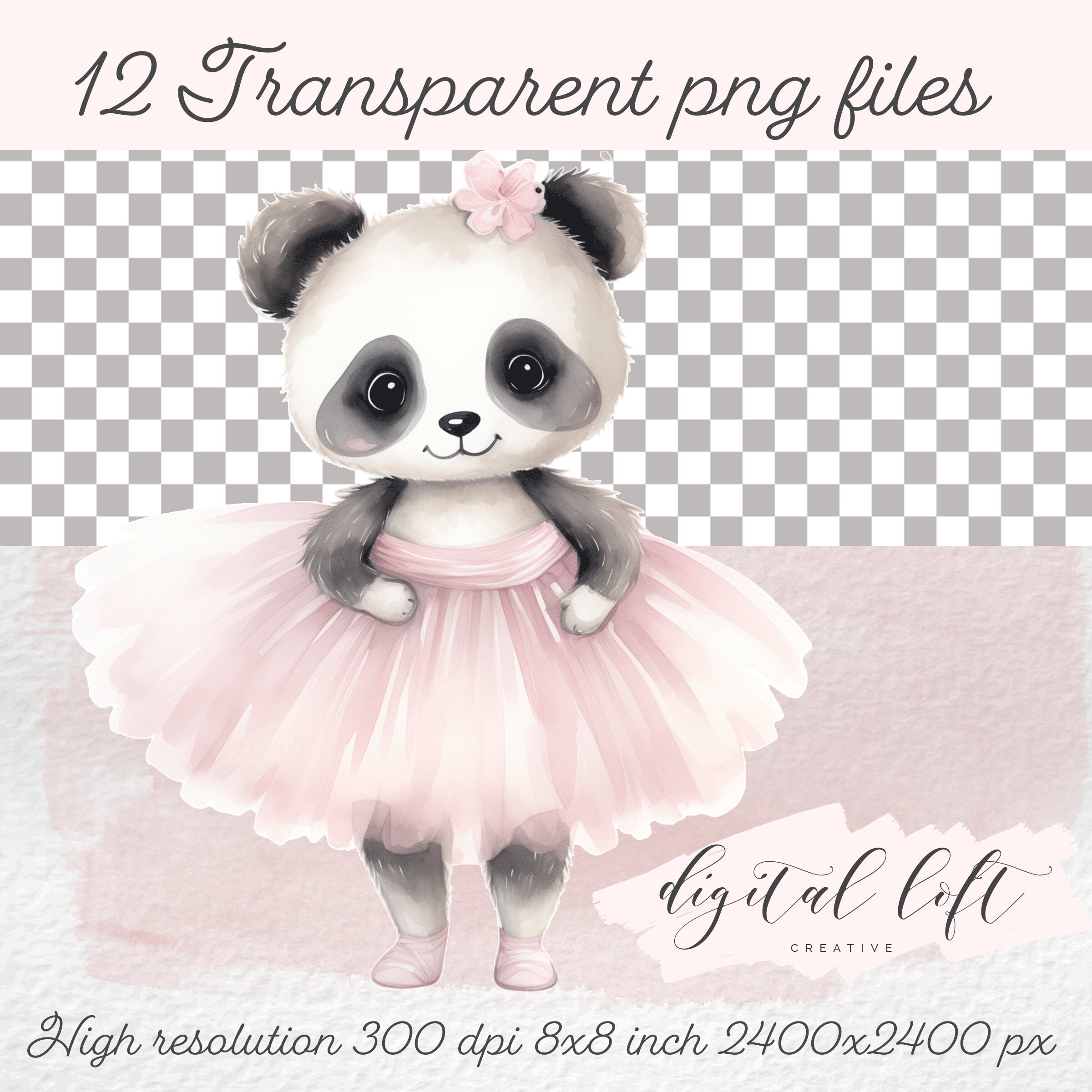 Watercolor Ballet Panda Nursery Clipart Dance Images for Scrapbooking ...